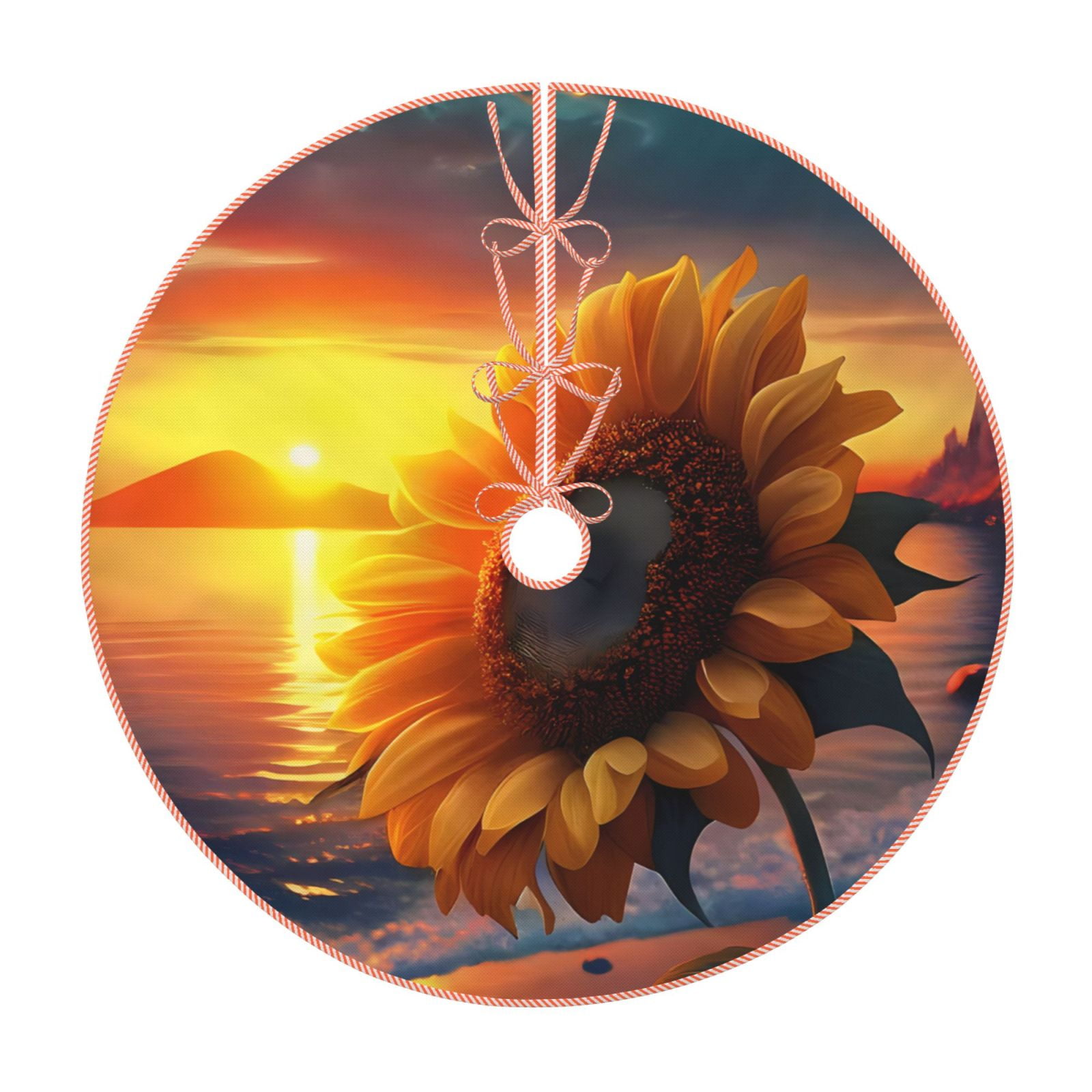 Gaeub Sunset Coast Sunflower Print Christmas Tree Skirt,Christmas ...