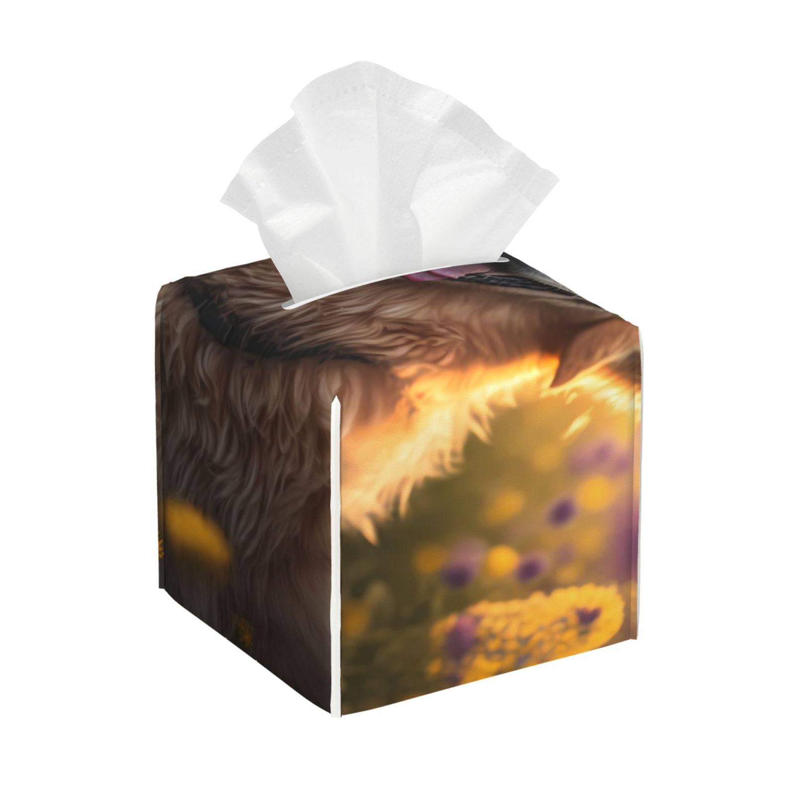 Gaeub Sunset Daisy Dog Print Leather Tissue Box Cover Square,Tissue ...