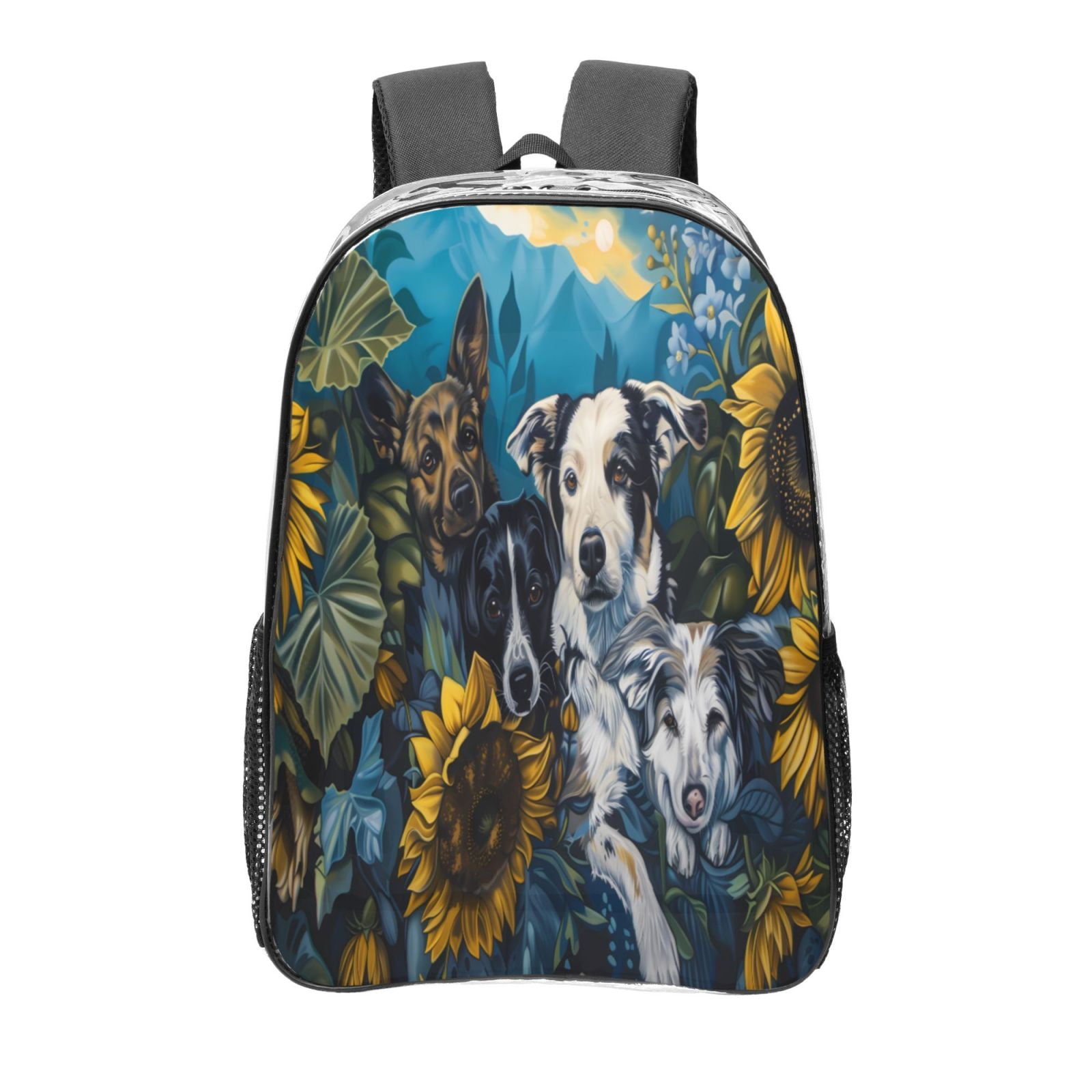 Gaeub Sunset Sunflower Dog Print Clear Backpack ,Clear Transparent ...