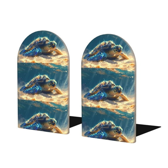 Gaeub Sunshine Underwater Sand Turtle Wood Bookends, Non-Slip Bookends ...
