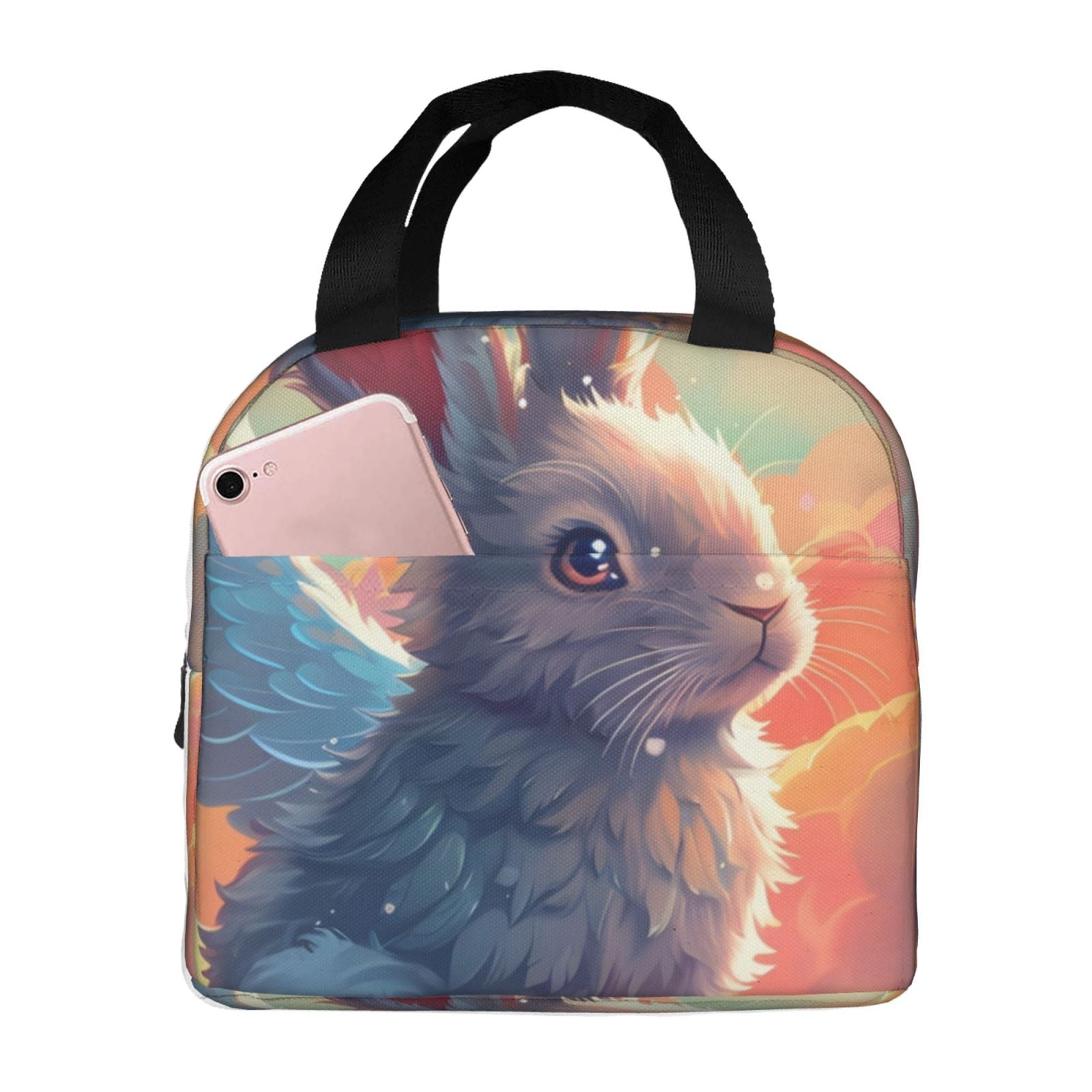 Gaeub Sunshine Winged Rabbit Print Lunch Bag Lunch Box for Women Men ...
