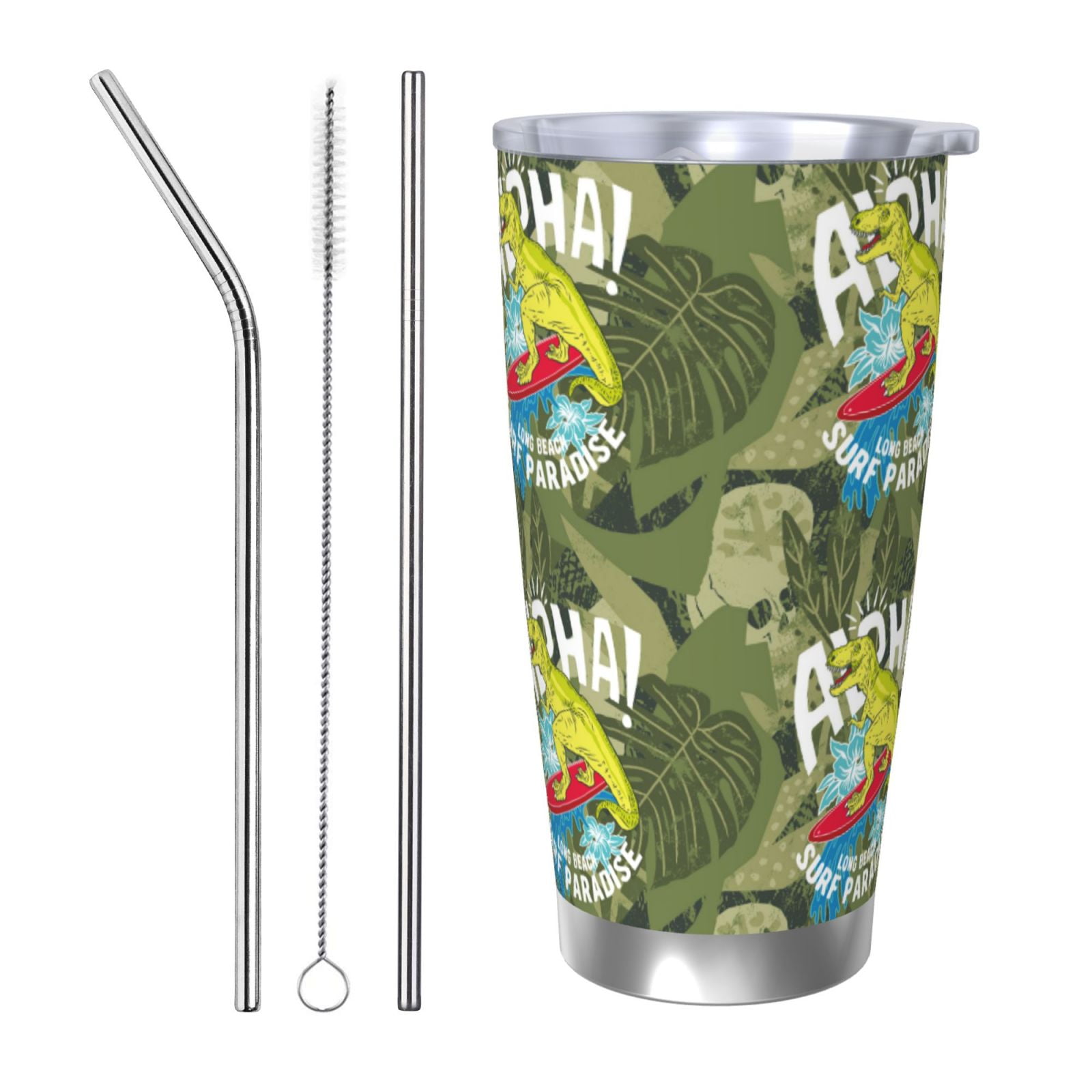Gaeub Surfing Dinosaur Print 20-Ounce Stainless Steel Car Cup,Tumblers ...