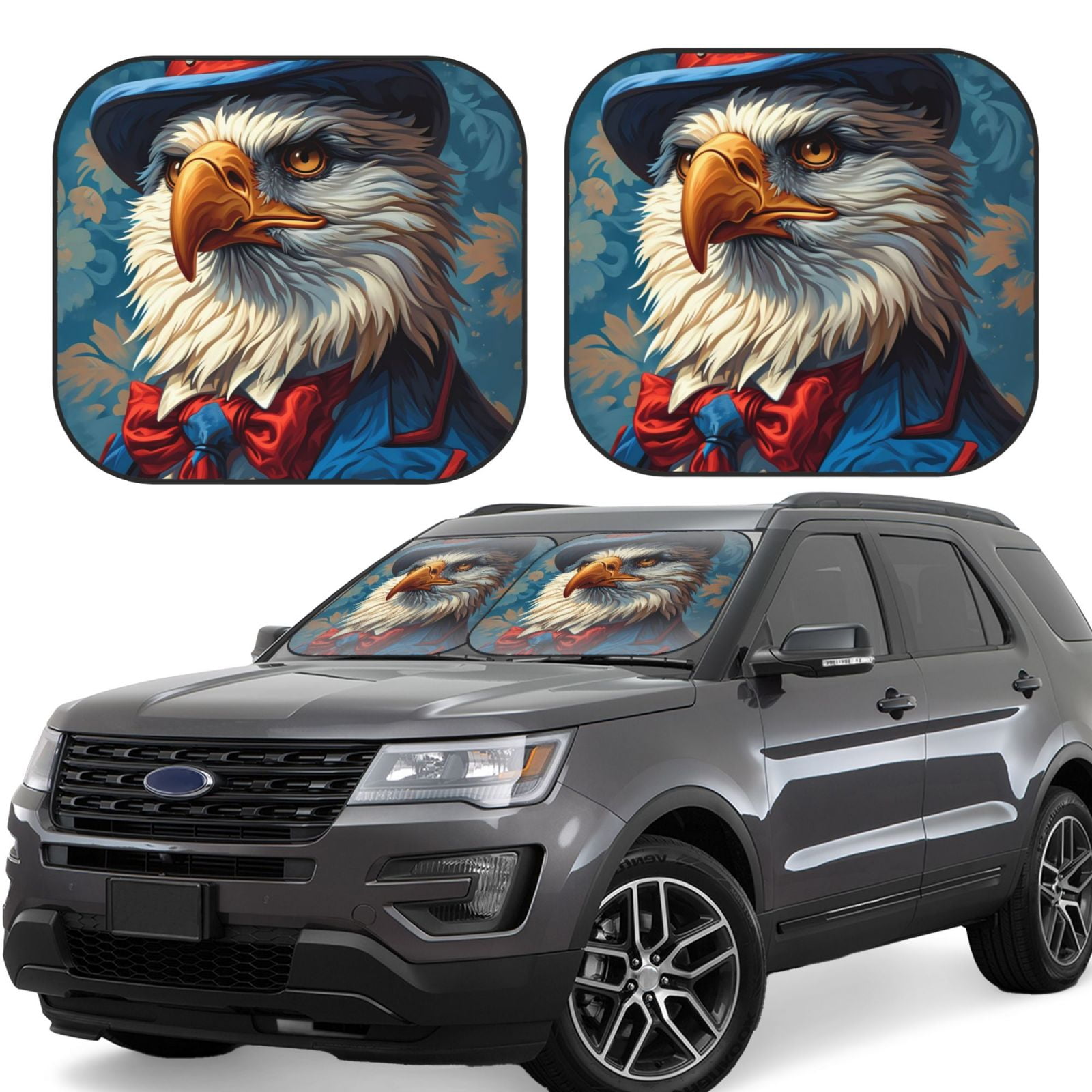 Gaeub Surreal Bald Eagle Gentleman Print 2-Piece Windshield Sun Shade ...