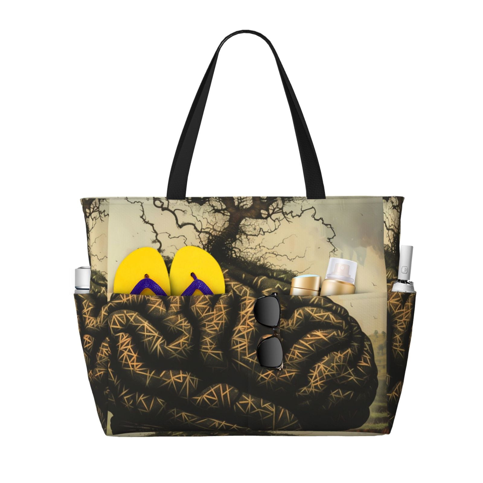 Gaeub Surreal Brain Tree Print Beach Bag,Large Tote Bag,Waterproof ...