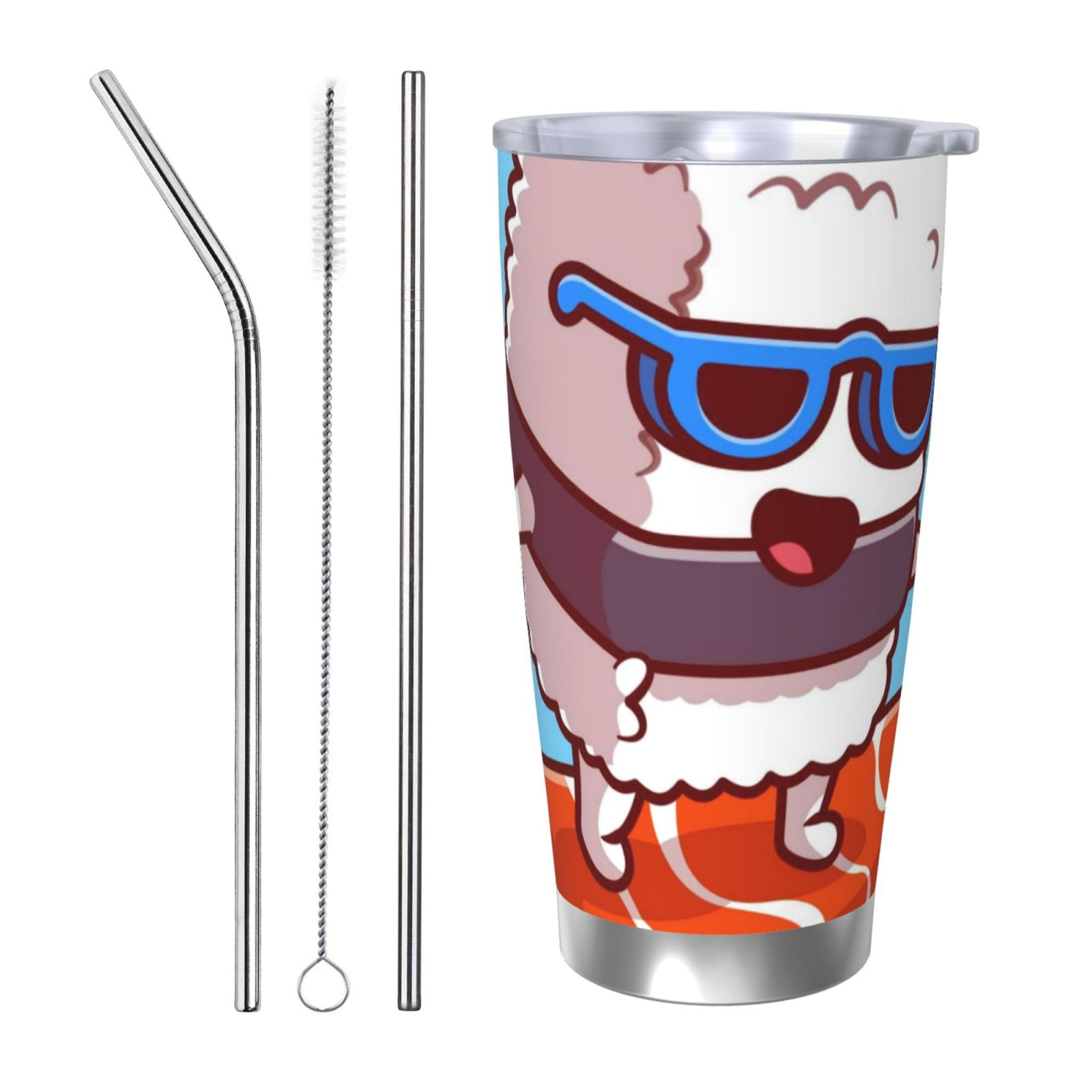 Gaeub Sushi Salmon Surfing Print 20-Ounce Stainless Steel Car Cup ...