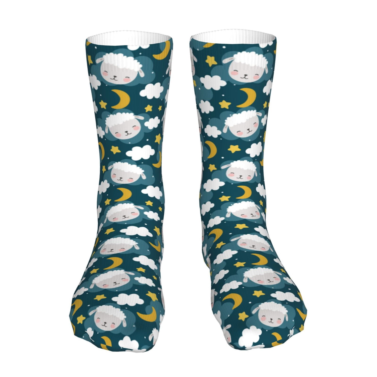 Gaeub Sweet Dream Lamb Print Sports Socks,No Heel Casual Mid-Tube Socks ...