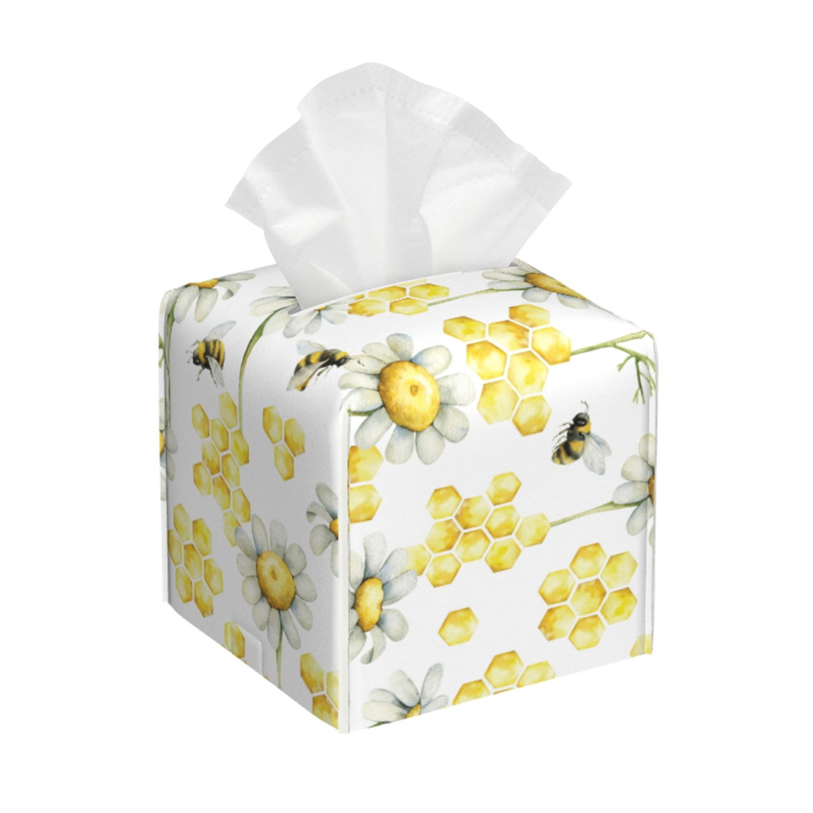 Gaeub Sweet Honey Print Leather Tissue Box Cover Square,Tissue Holder ...