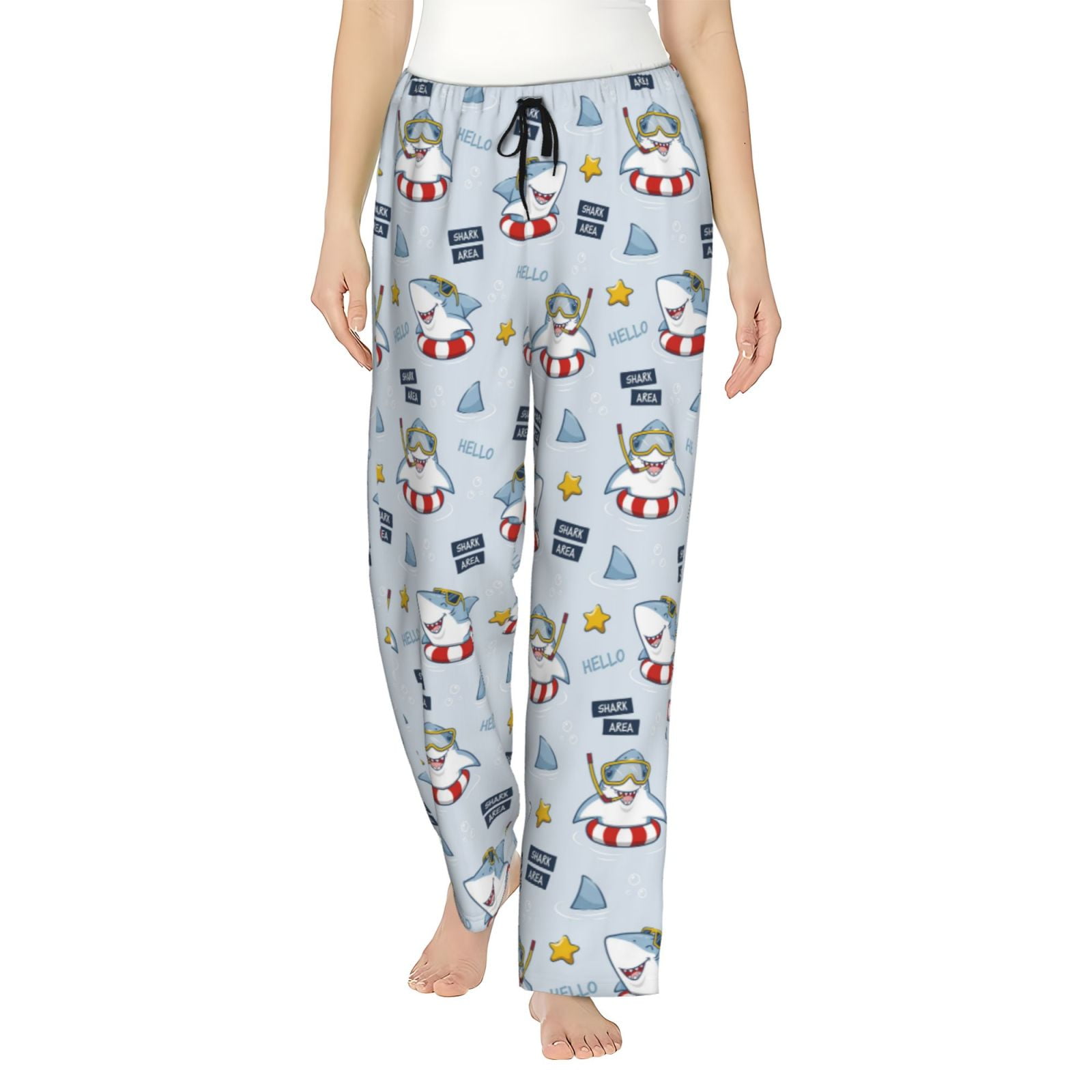 Gaeub Swimming Shark Soft Pajama Pants for Women, Wide Leg Comfy Casual ...