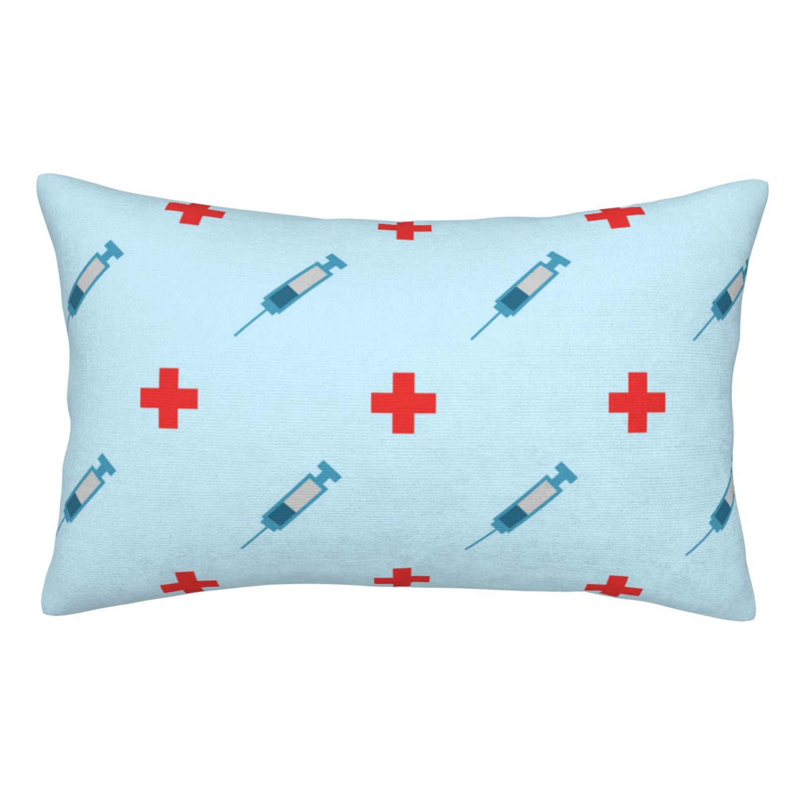 Gaeub Syringe And Red Cross Print Double Sided Plush Decorative Throw ...