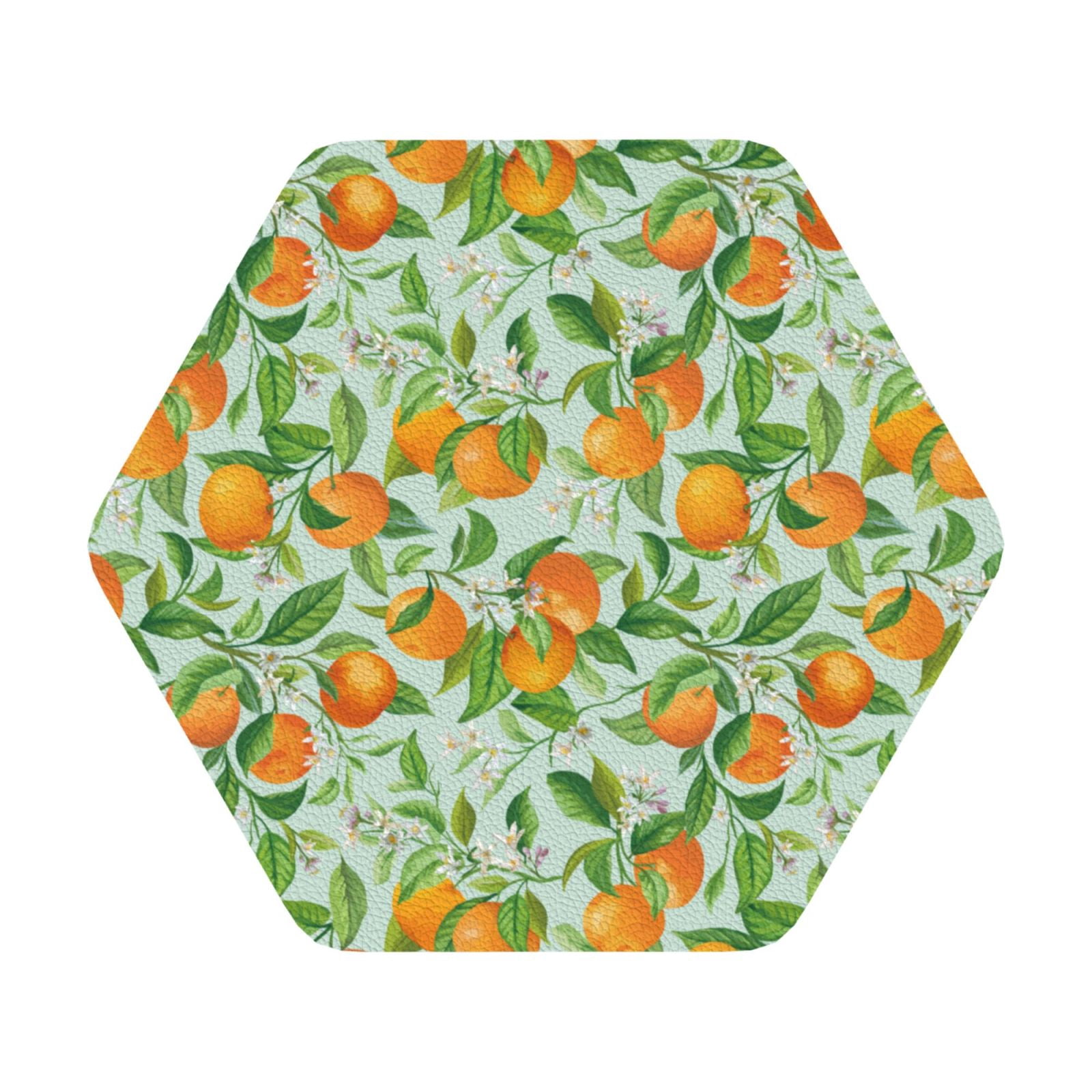 Gaeub Tangerine Print 6 Pcs Leather Coasters for Drinks ,Drink Coasters ...