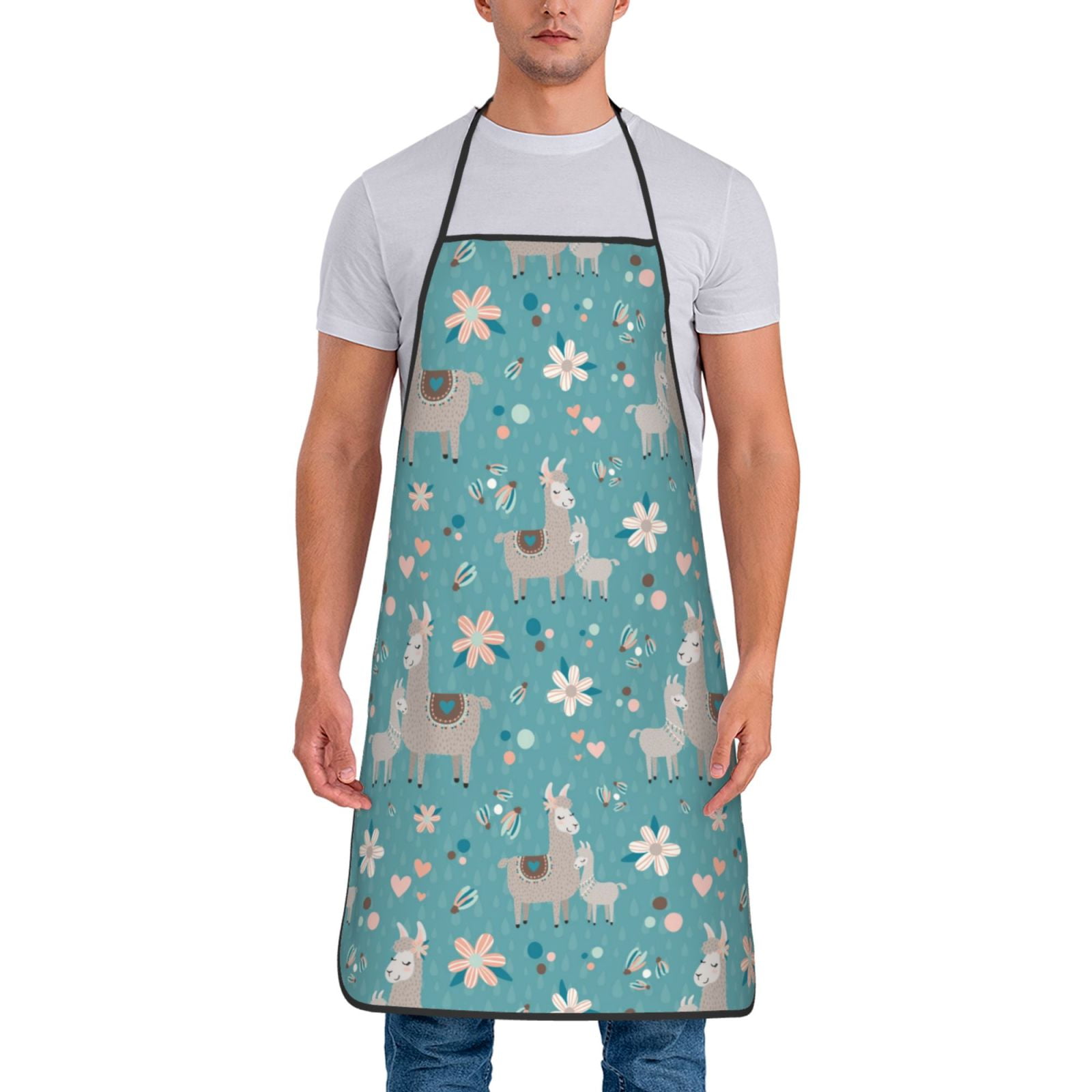 Gaeub Teal Mama Llama Print Apron for Men and Women,Waterproof Apron ...
