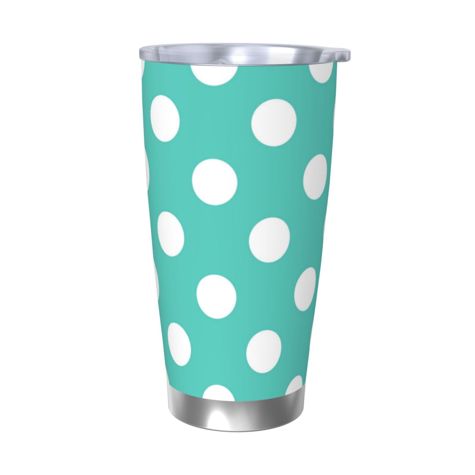 Gaeub Teal Turquoise And White Polka Dot Print 20-Ounce Stainless Steel ...
