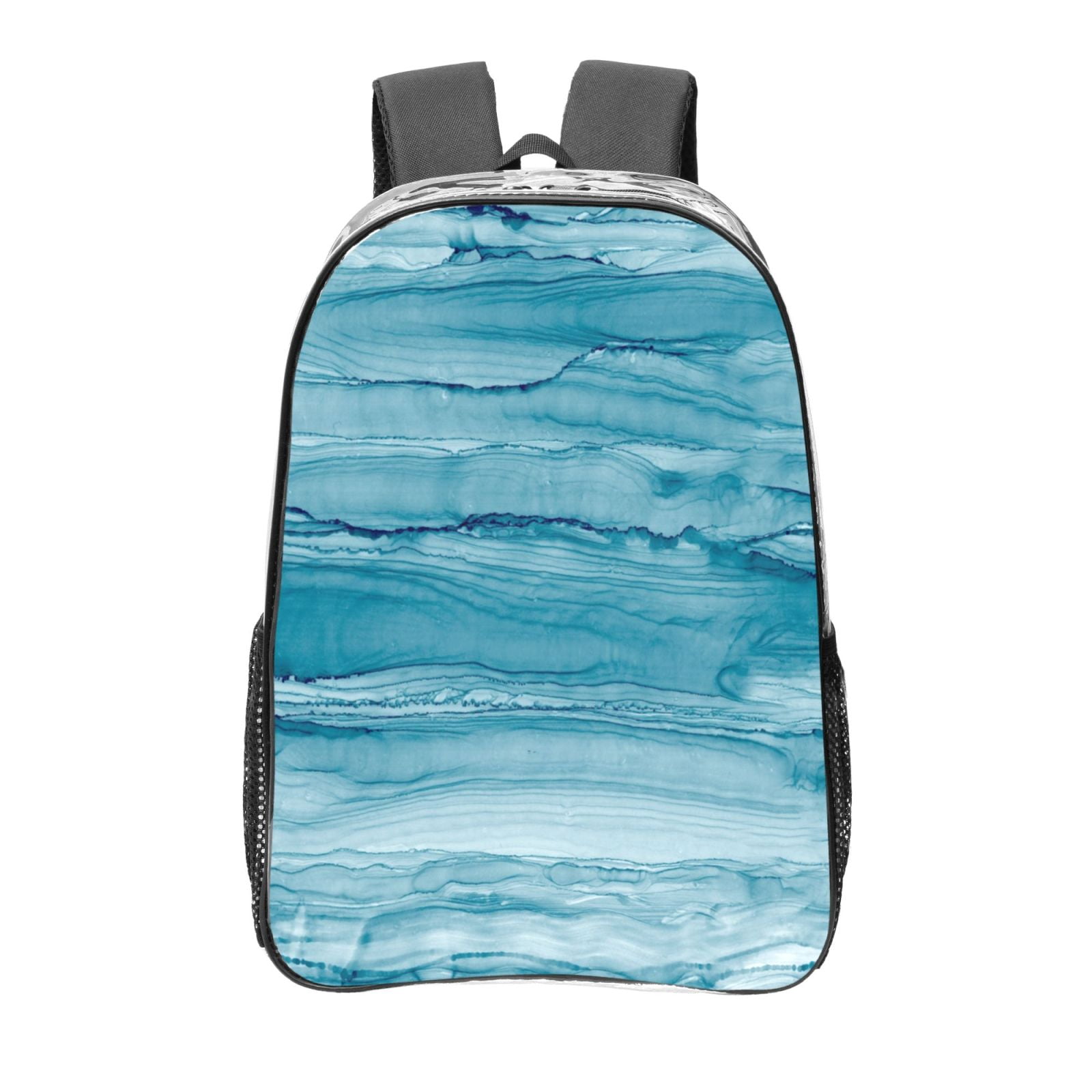 Gaeub Teal Turquoise Fluid Stripes Print Clear Backpack ,Clear ...