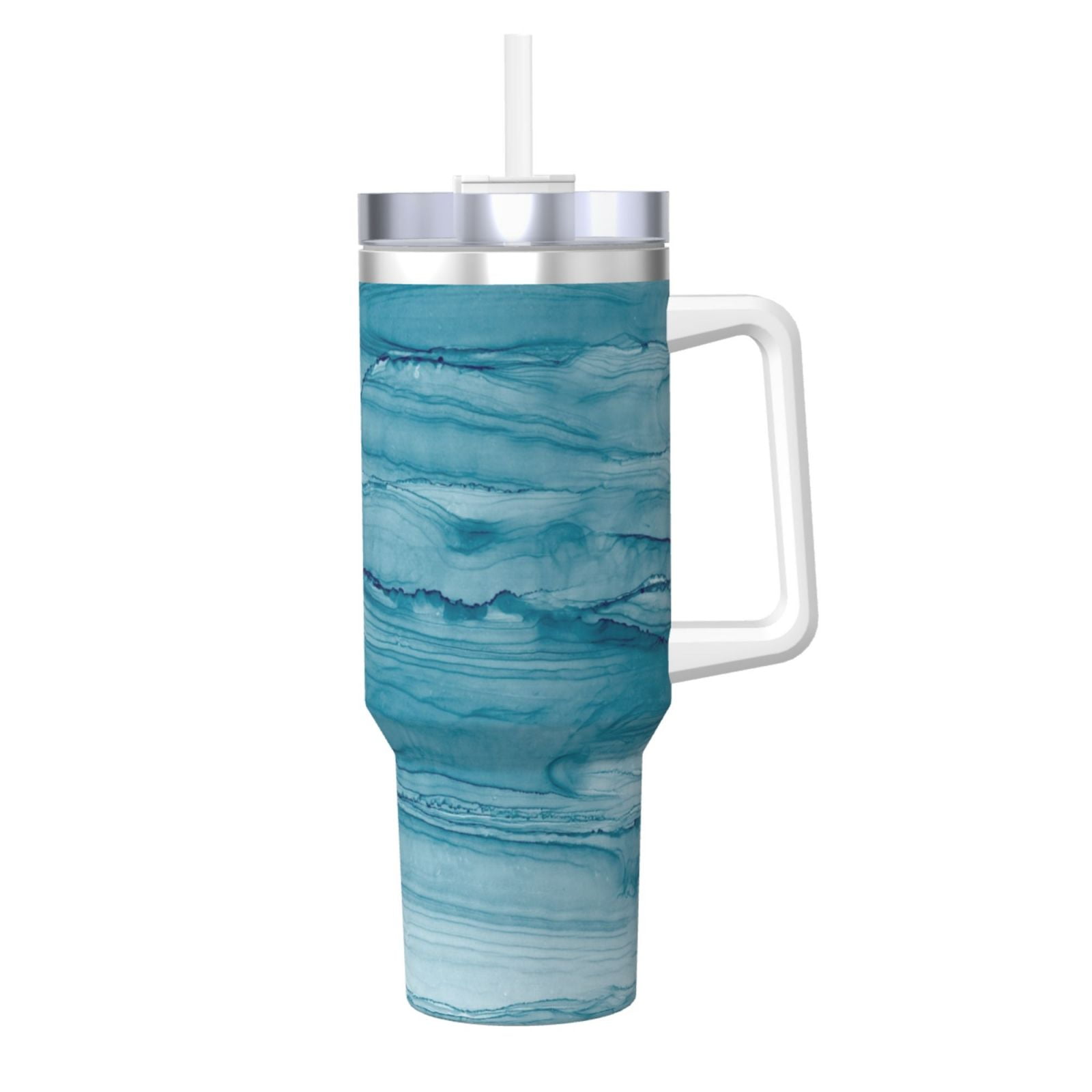 Gaeub Teal Turquoise Fluid Stripes Print Stainless Steel Hot/Cold ...
