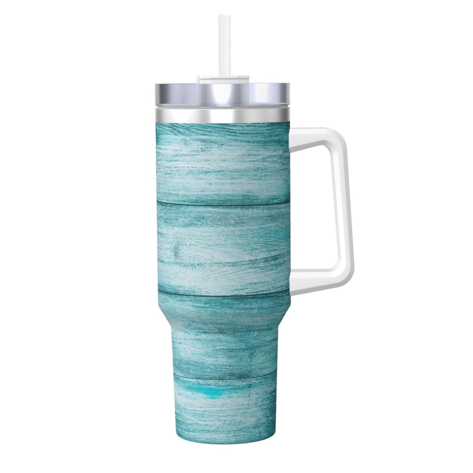 Gaeub Teal Turquoise Wood Print Stainless Steel Hot/Cold Coffee Cup ...