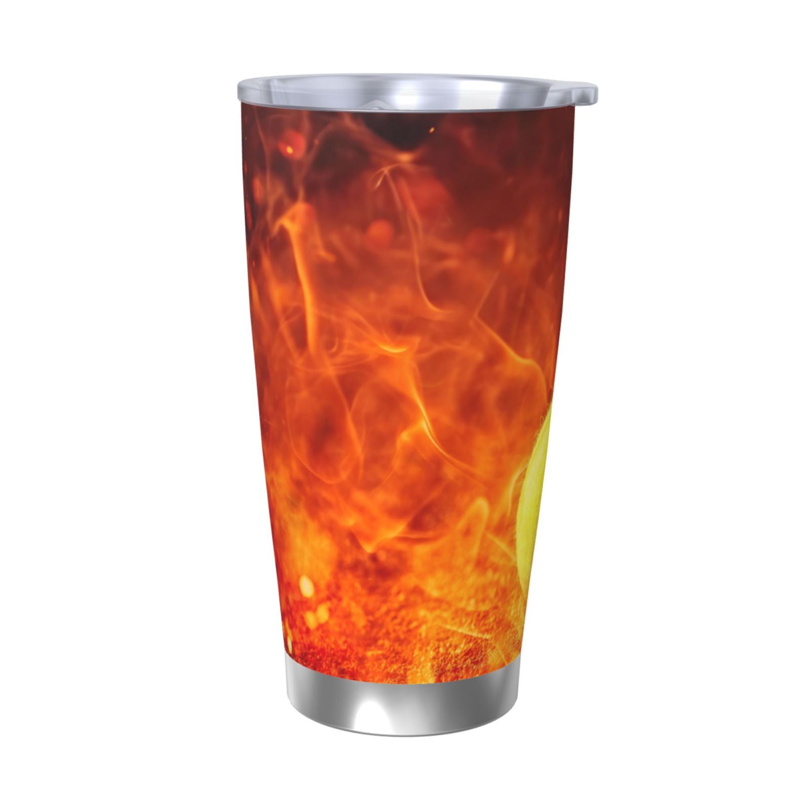 Gaeub Tennis Ball In Fire Print 20-Ounce Stainless Steel Car Cup ...