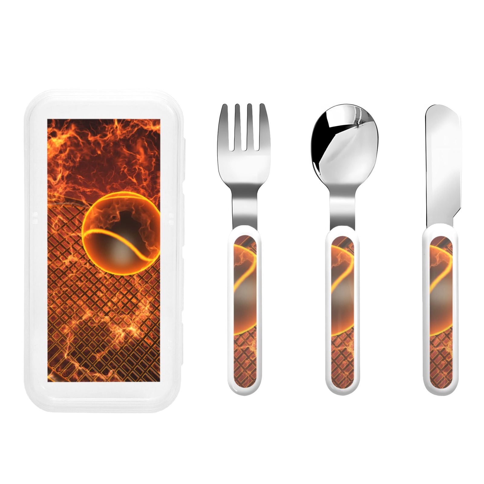 Gaeub Tennis Racket In Fire Print 3-Piece Children Knife Spoon Fork Set ...