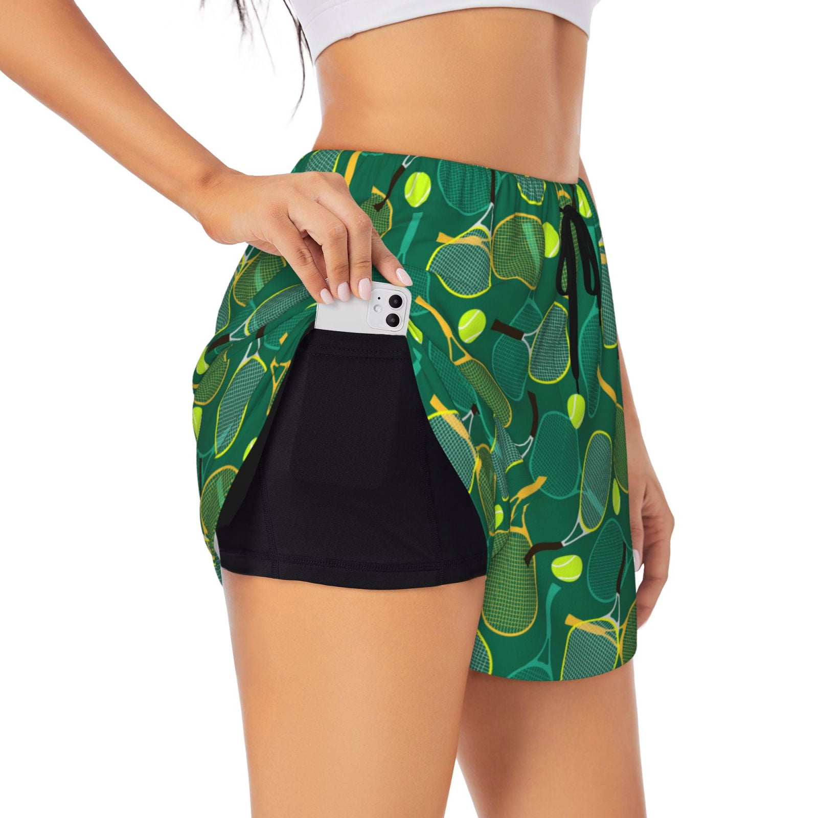 Gaeub Tennis Rackets and Balls Print Women's Athletic Shorts,High ...