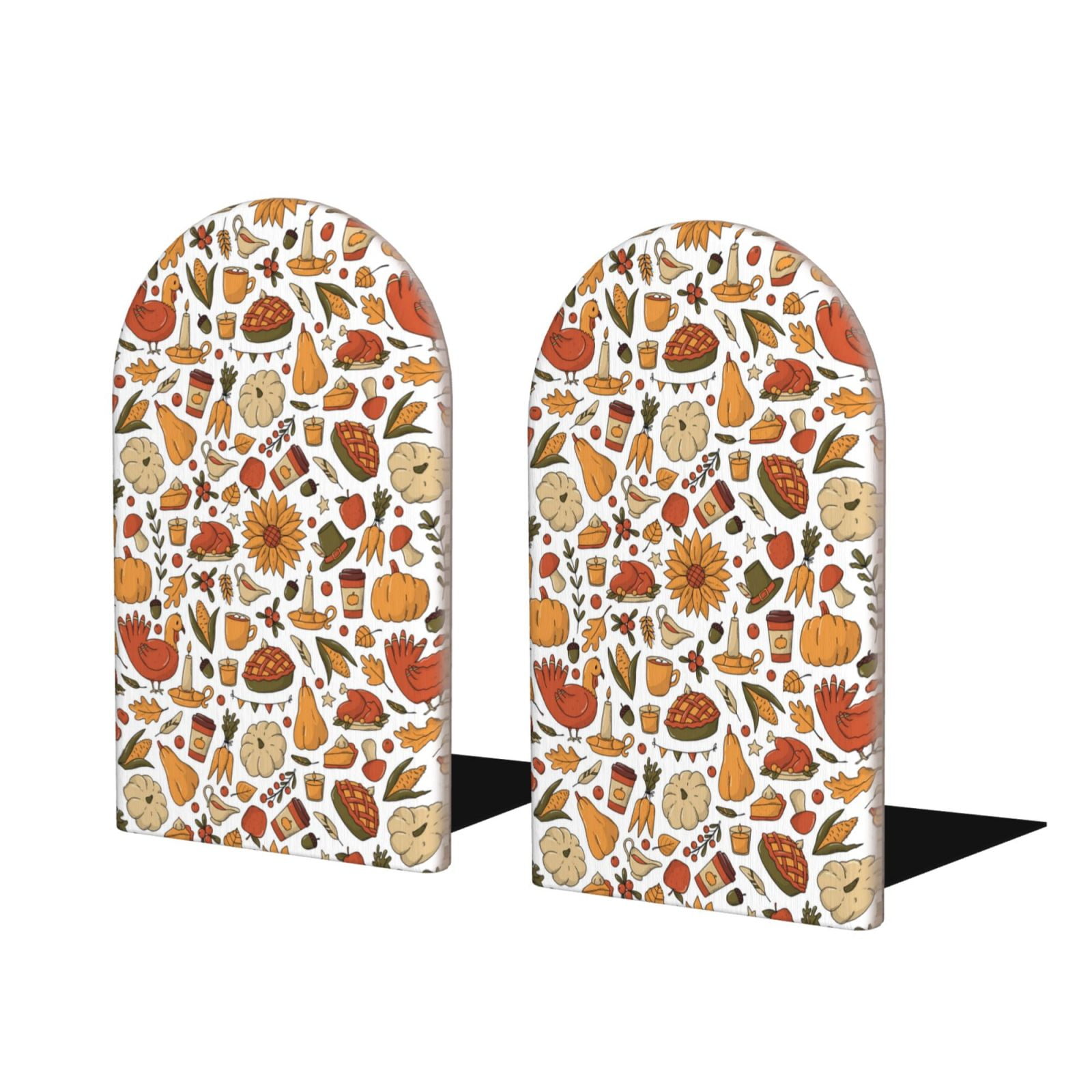 Gaeub Thanksgiving Food Wood Bookends, Non-Slip Bookends, Heavy Duty ...