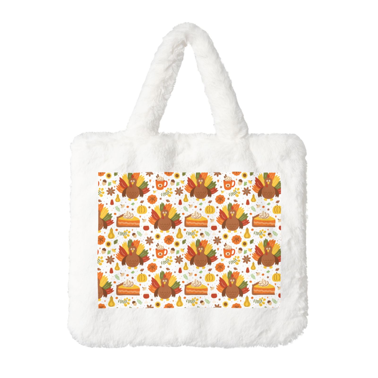 Gaeub Thanksgiving With Turkey Printed Plush Underarm Bag, Ladies ...