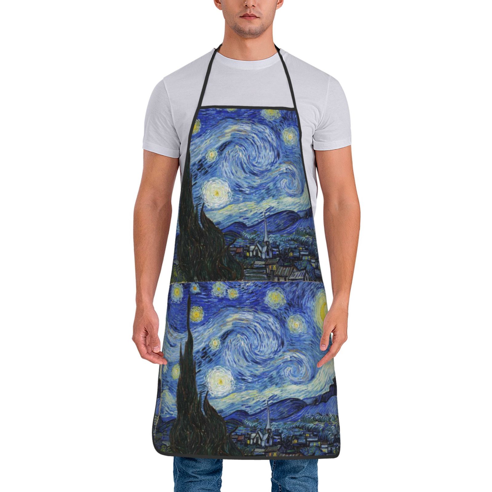 Gaeub The Starry Night Print Apron for Men and Women,Waterproof Apron ...
