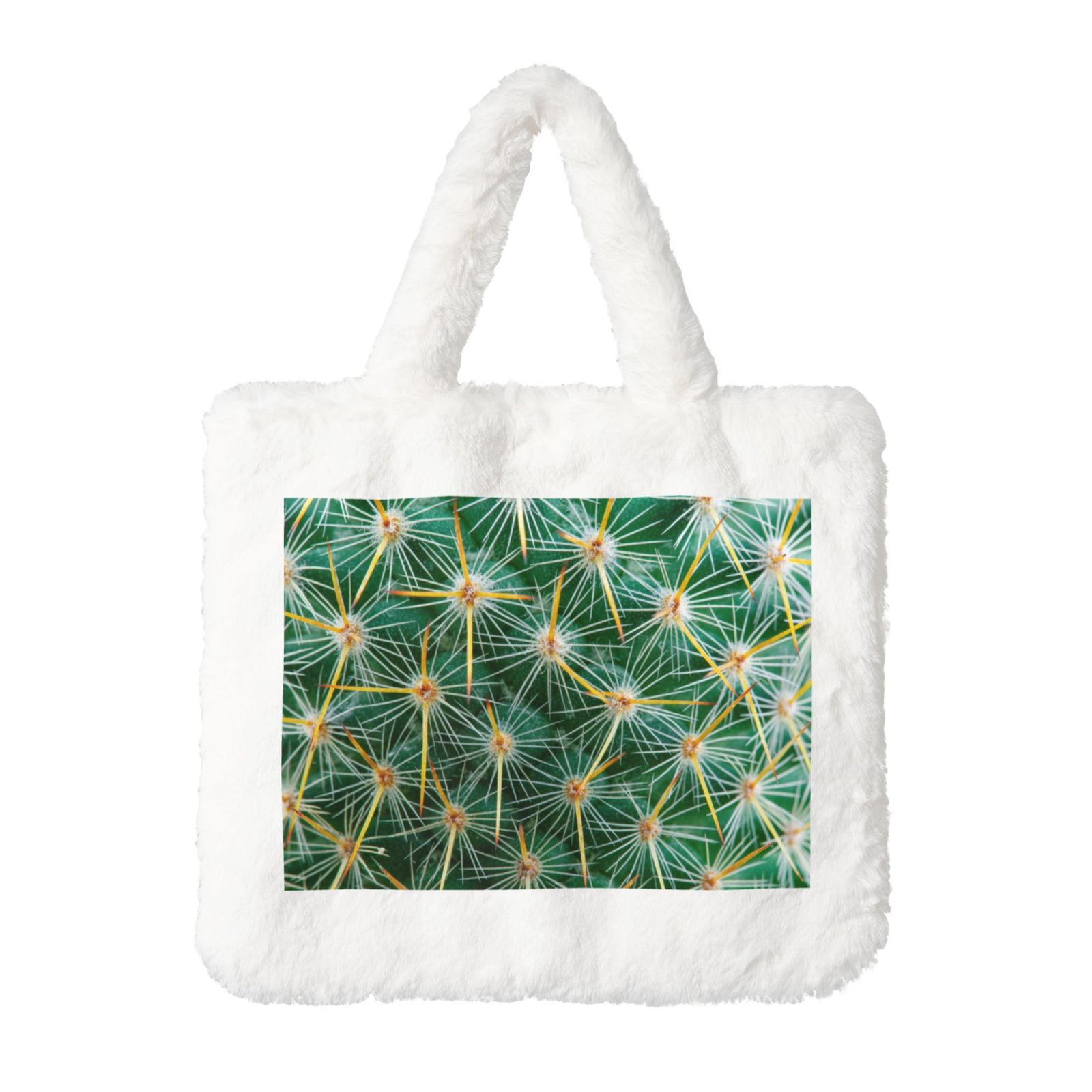 Gaeub Thorns Of Macro Cactus Printed Plush Underarm Bag, Ladies Fluffy ...