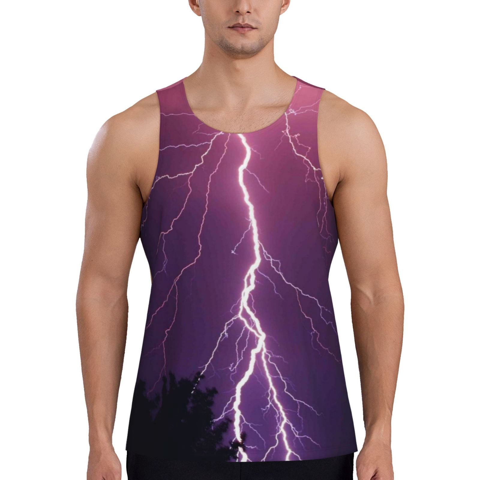 Gaeub Thunderstorm Violet Purple Men's Athletic Tank Top, Workout ...
