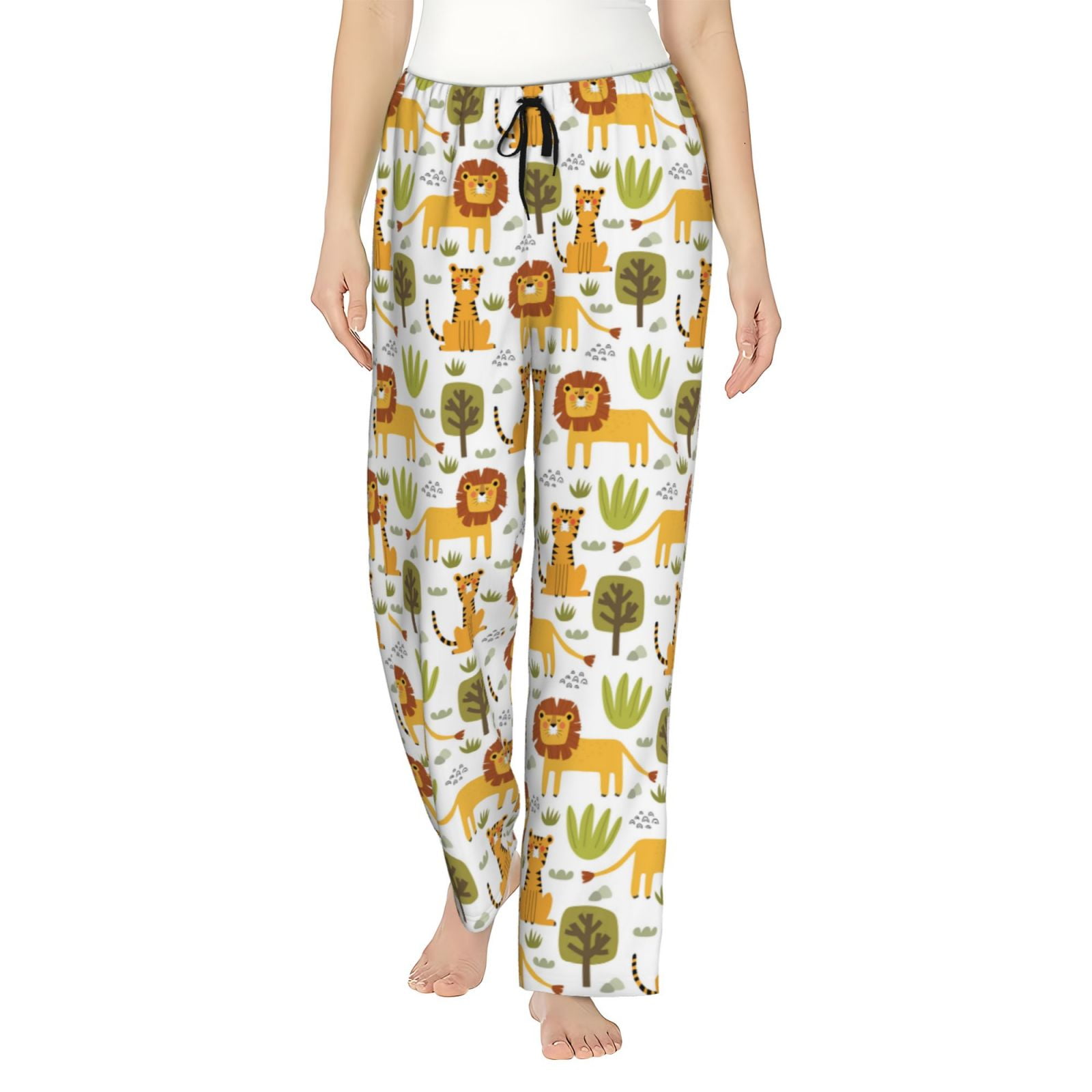 Gaeub Tiger Lion Soft Pajama Pants for Women, Wide Leg Comfy Casual ...