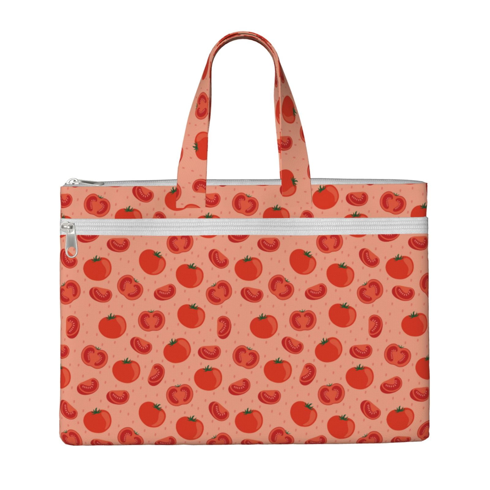 Gaeub Tomato Print Canvas Tote File Bag,Laptop Tote Bag,Zipper File Bag ...