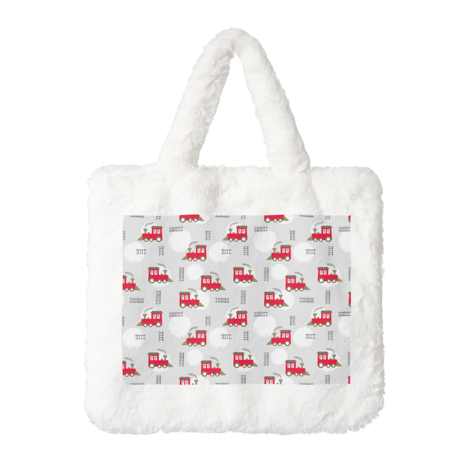 Gaeub Trains Printed Plush Underarm Bag, Ladies Fluffy Shoulder Bag ...