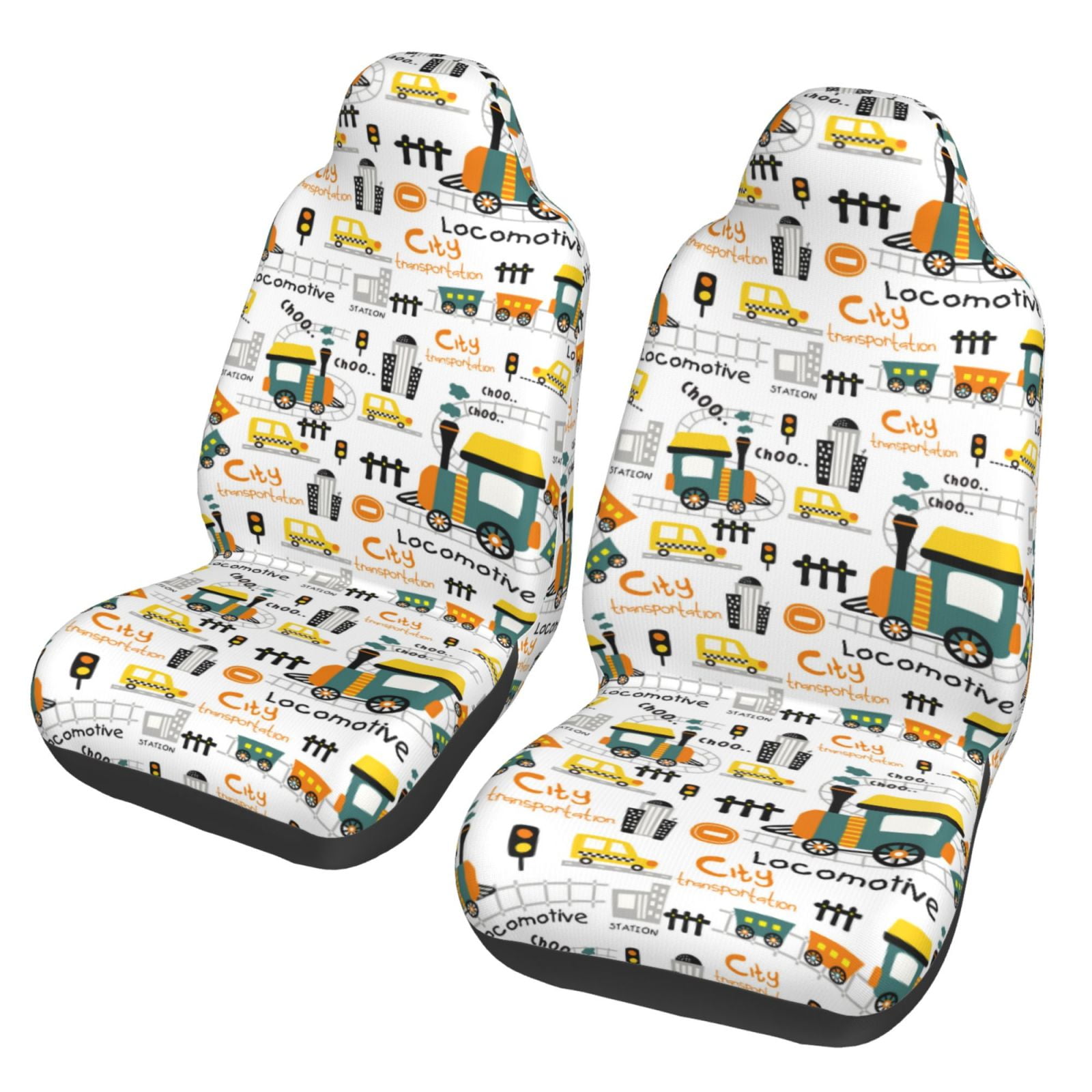 Gaeub Transportation Cartoon 2Pack Full Set Car Seat Covers with Soft ...
