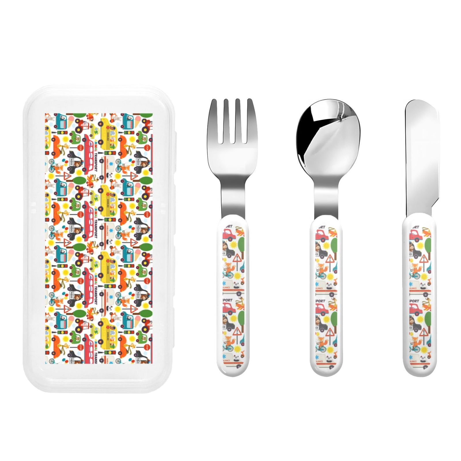 Gaeub Transports with Animals Print 3-Piece Children Knife Spoon Fork ...