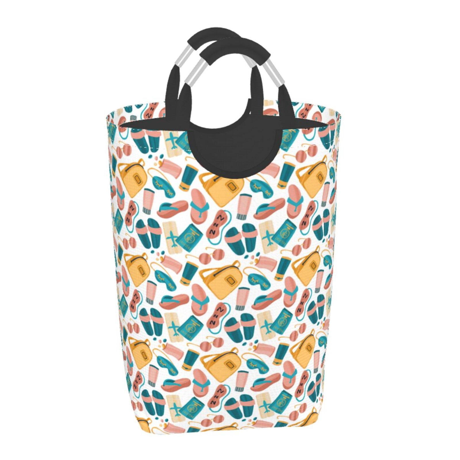 Gaeub Travel Elements Print 50L Large Laundry Hampers with Handles ...