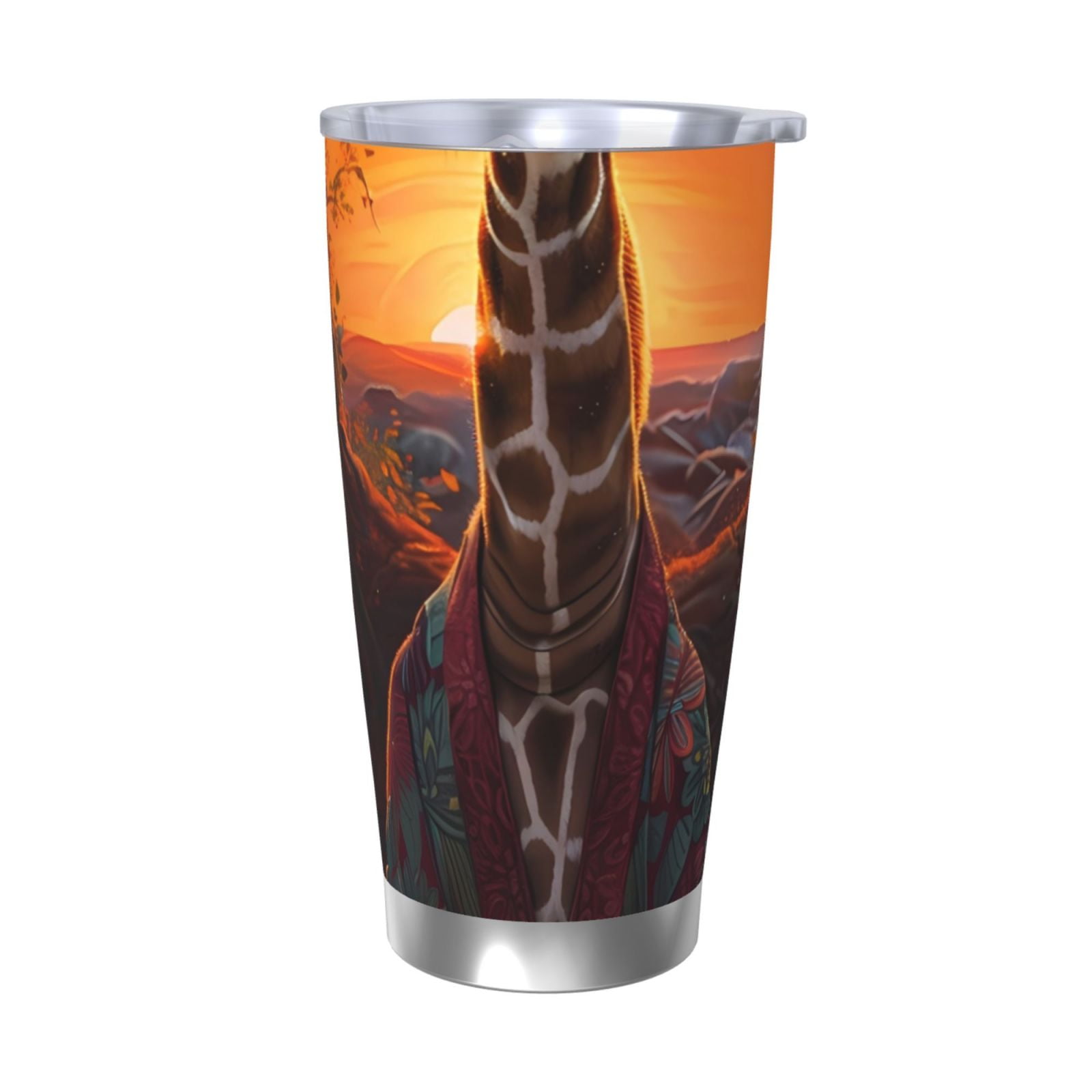 Gaeub Tree Hollow Meditating Giraffe Print 20-Ounce Stainless Steel Car ...