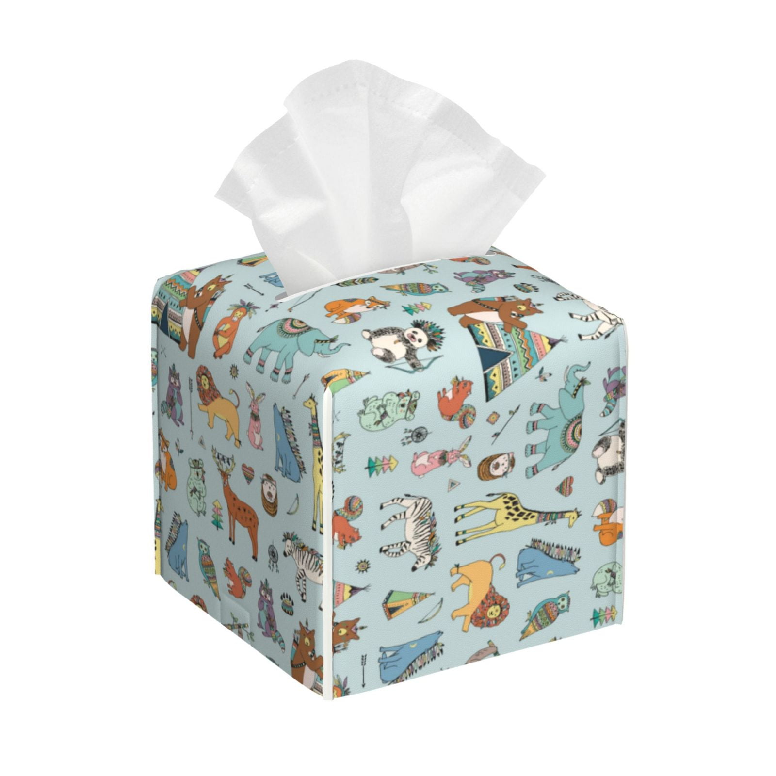 Gaeub Tribal Animals Print Leather Tissue Box Cover Square,Tissue ...