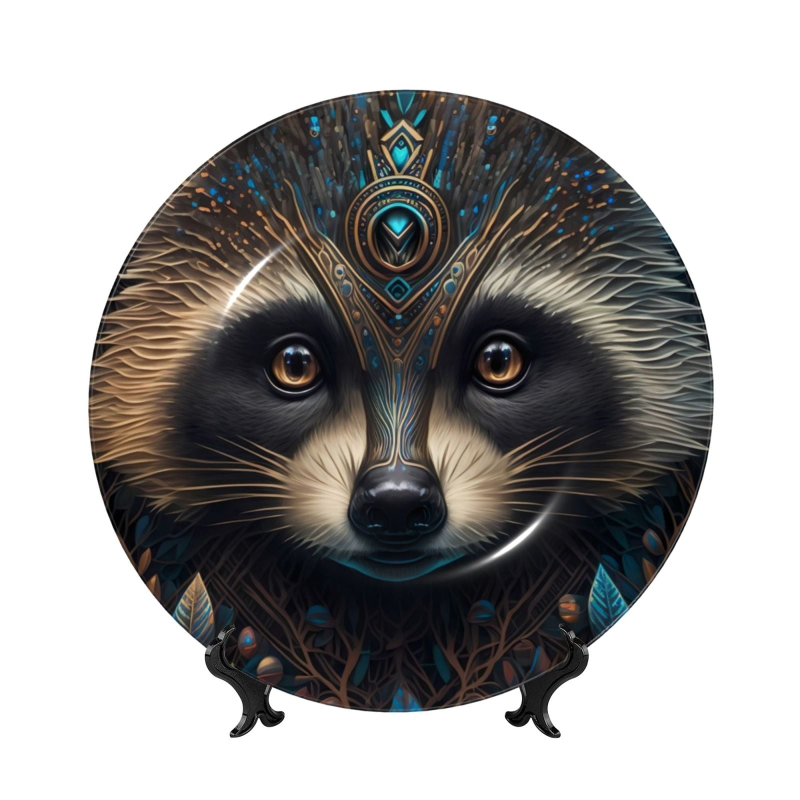 Gaeub Tribal Style Raccoon Print Ceramic Plate,Dinner Plates,Bone China ...