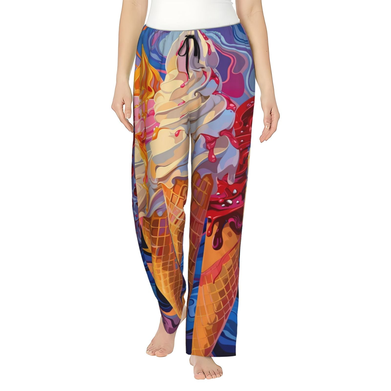 Gaeub Trio Of Dripping Cones Soft Pajama Pants for Women, Wide Leg ...