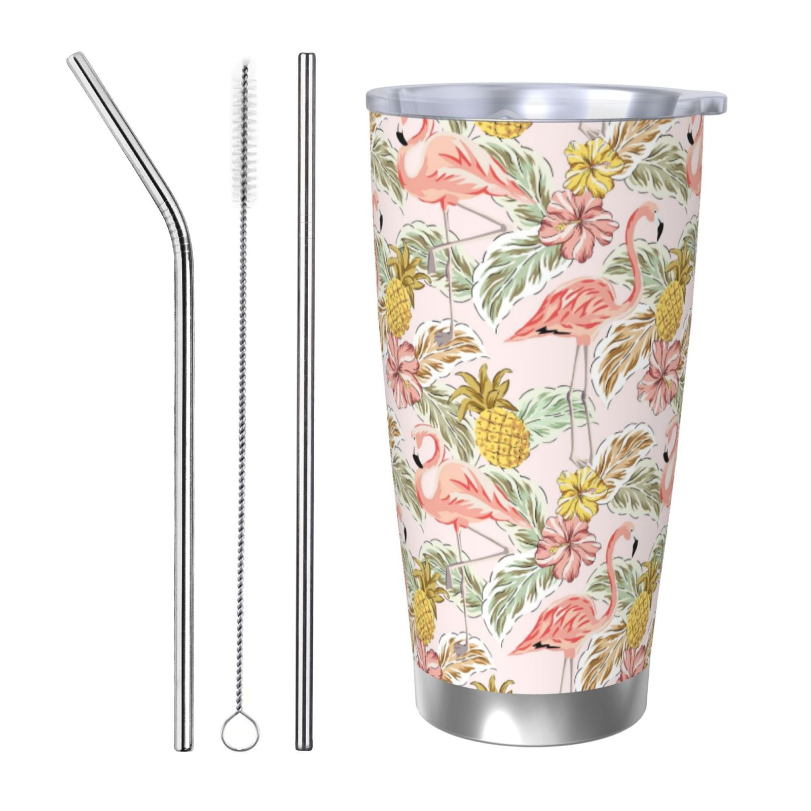 Gaeub Tropical Flamingo Pineapple Print 20-Ounce Stainless Steel Car ...