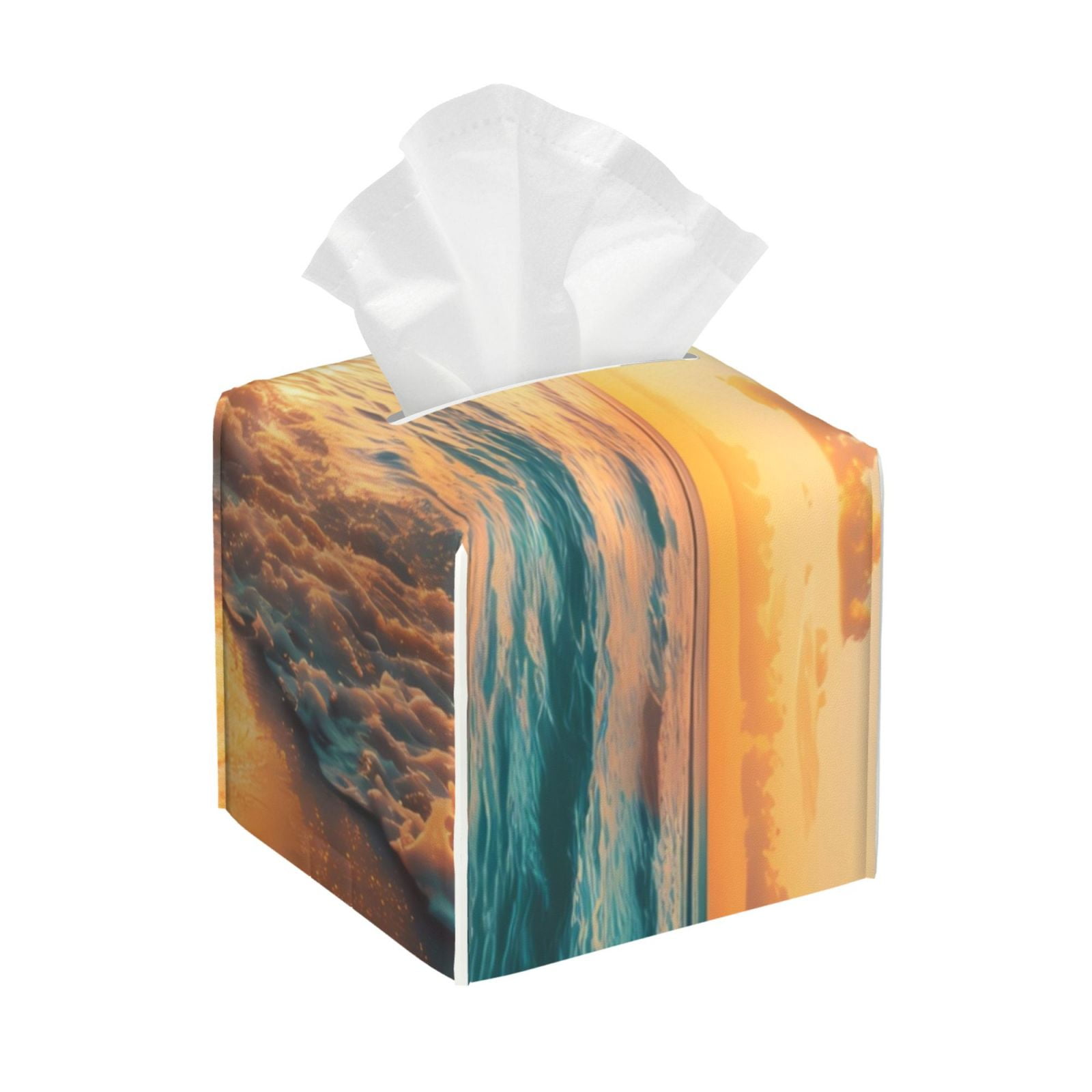 Gaeub Tropical Sunset Beach Scene Print Leather Tissue Box Cover Square ...