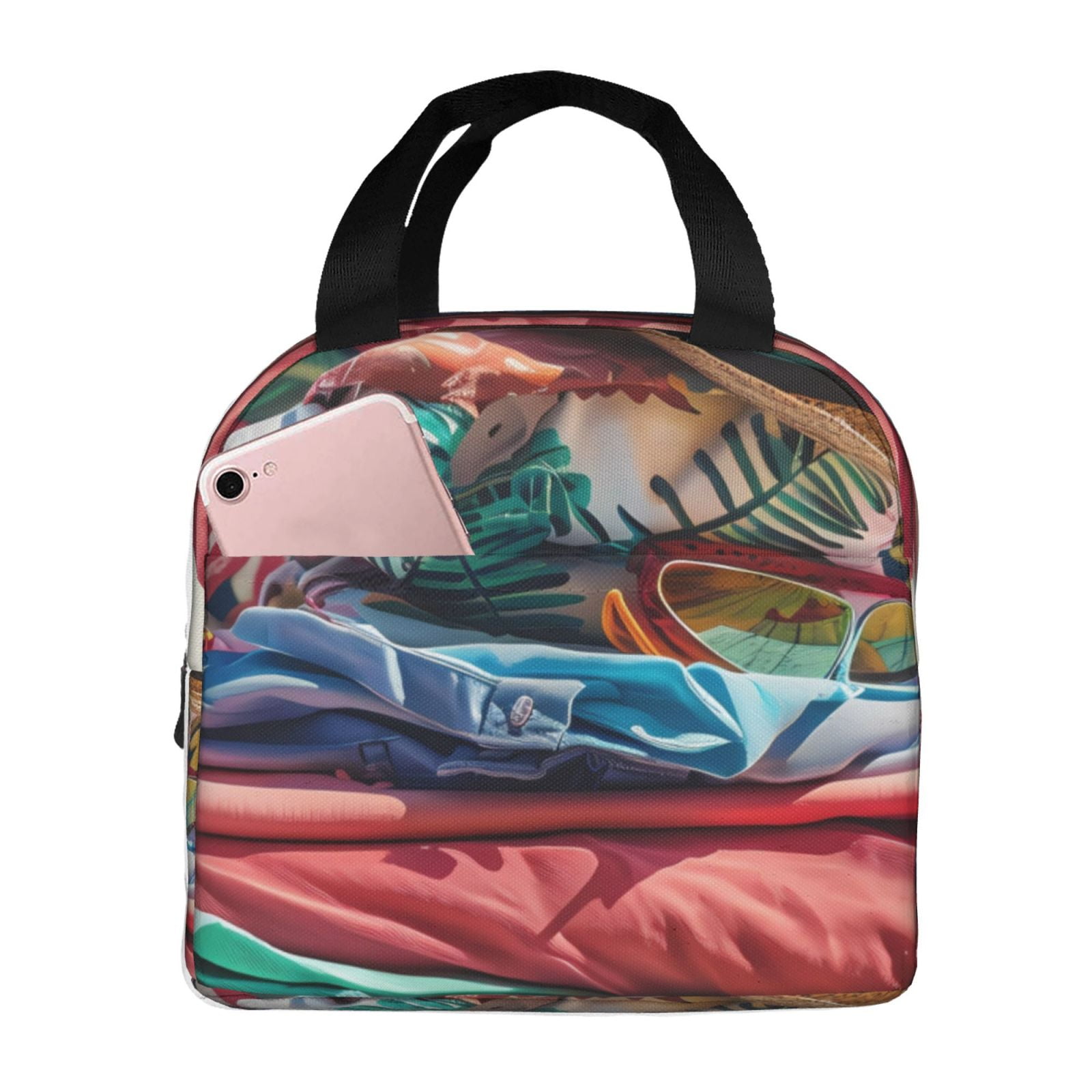 Gaeub Tropical Vacation Essentials Print Lunch Bag Lunch Box for Women ...