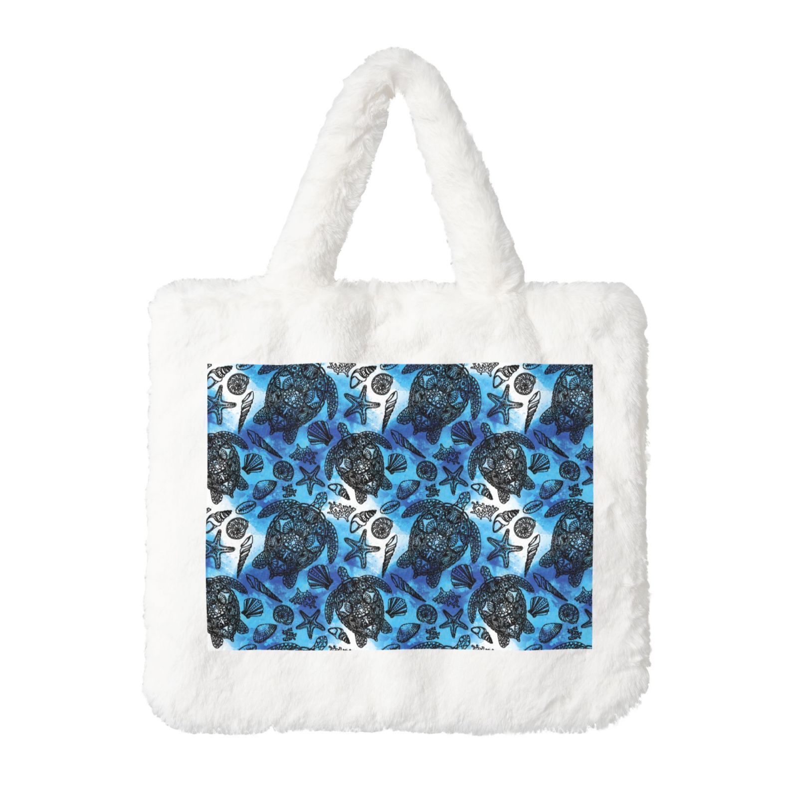 Gaeub Turtle，Shell Algae Starfish Coral Printed Plush Underarm Bag ...