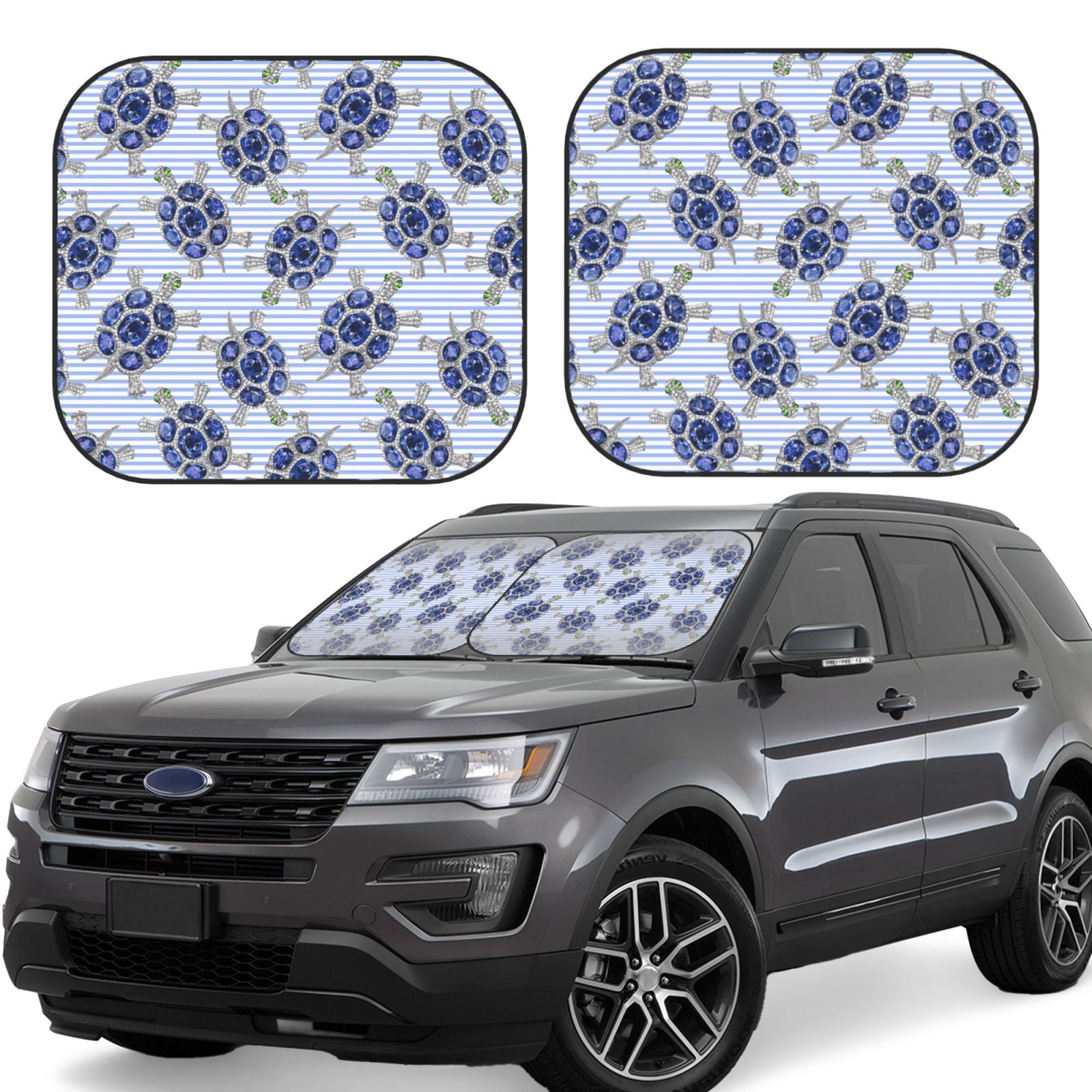 Gaeub Turtle with Blue Stones Foldable Auto Sun Blocker Visor, Sunshade ...