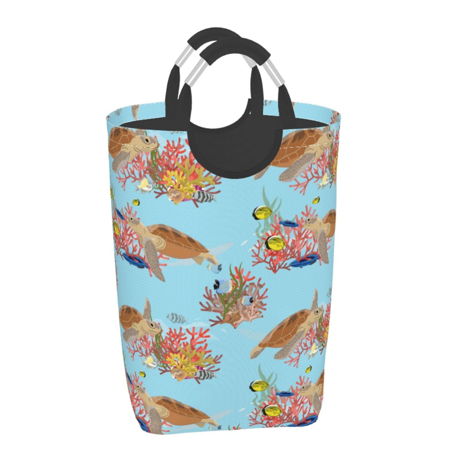 Gaeub Turtles And Corals Print 50L Large Laundry Hampers with Handles ...