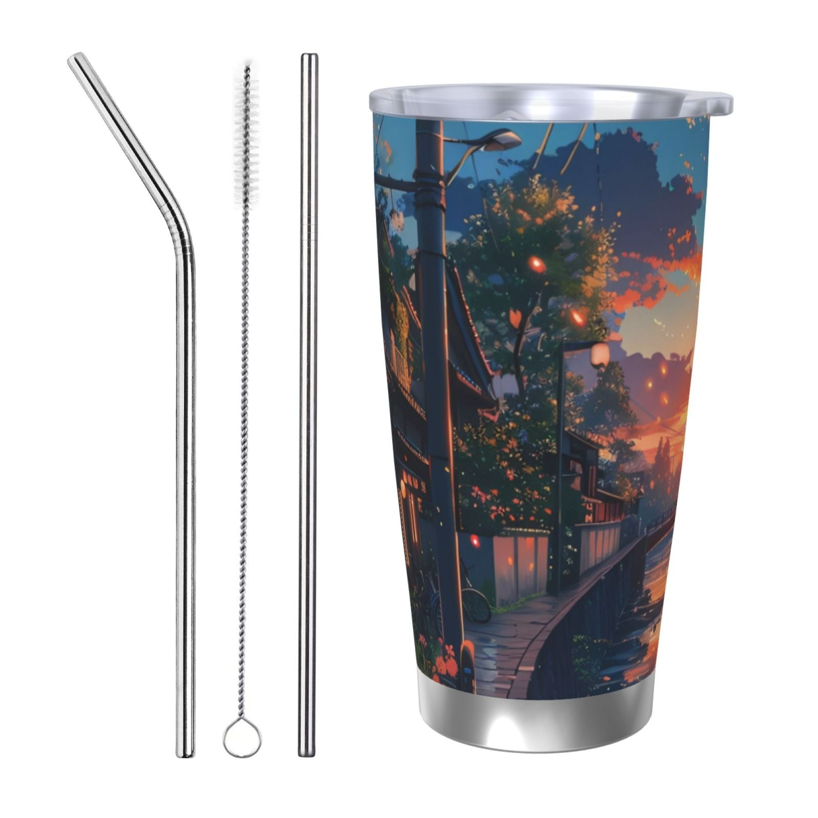 Gaeub Twilight Canal Reflection Print 20-Ounce Stainless Steel Car Cup ...