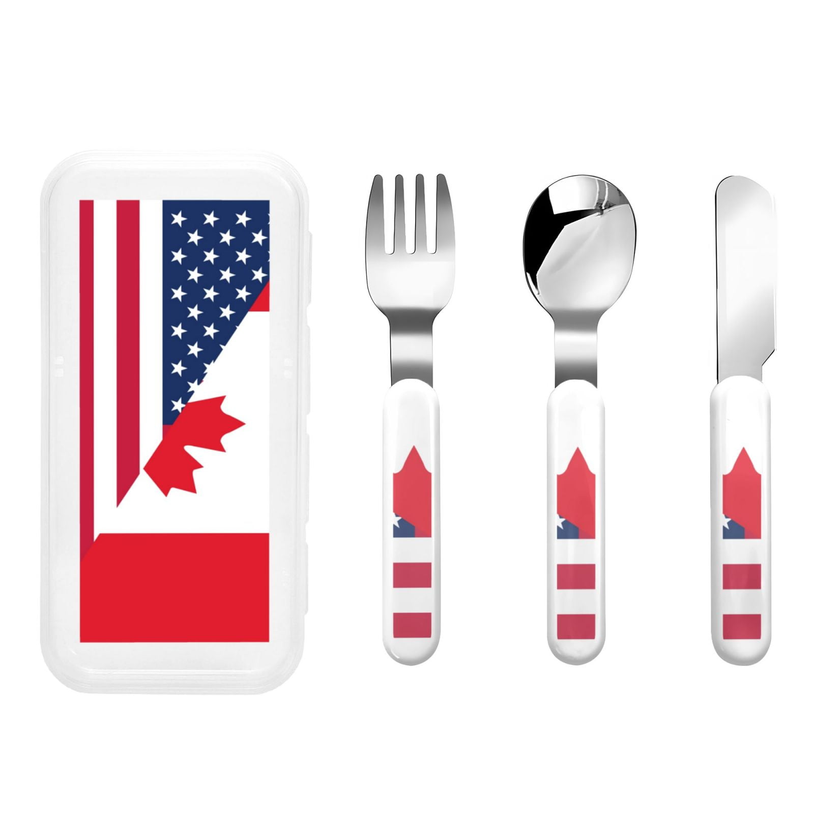 Gaeub USA Canada Flag Print 3-Piece Children Knife Spoon Fork Set ...