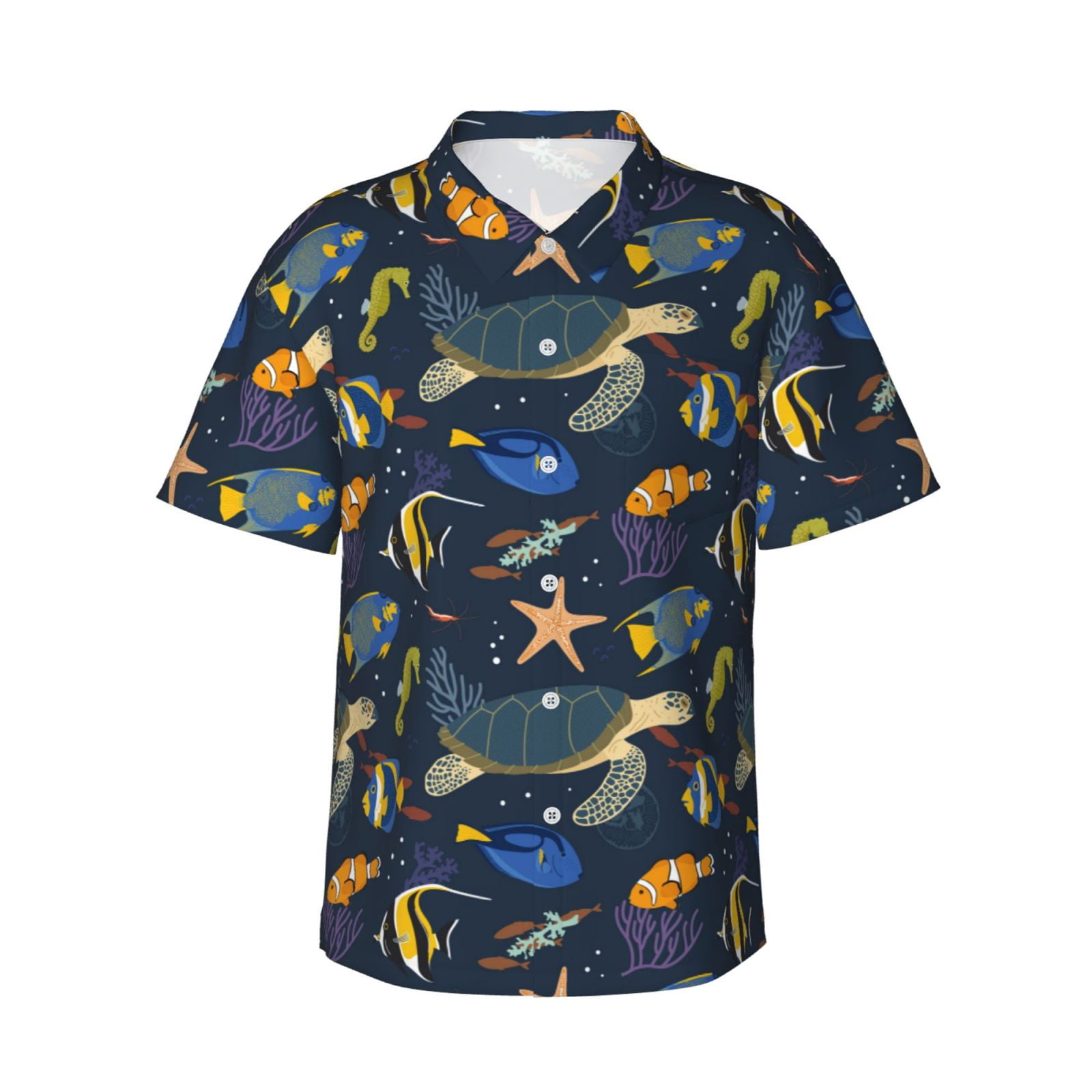 Gaeub Undersea Animals Print Men's Hawaiian Shirt,Button Down Short ...