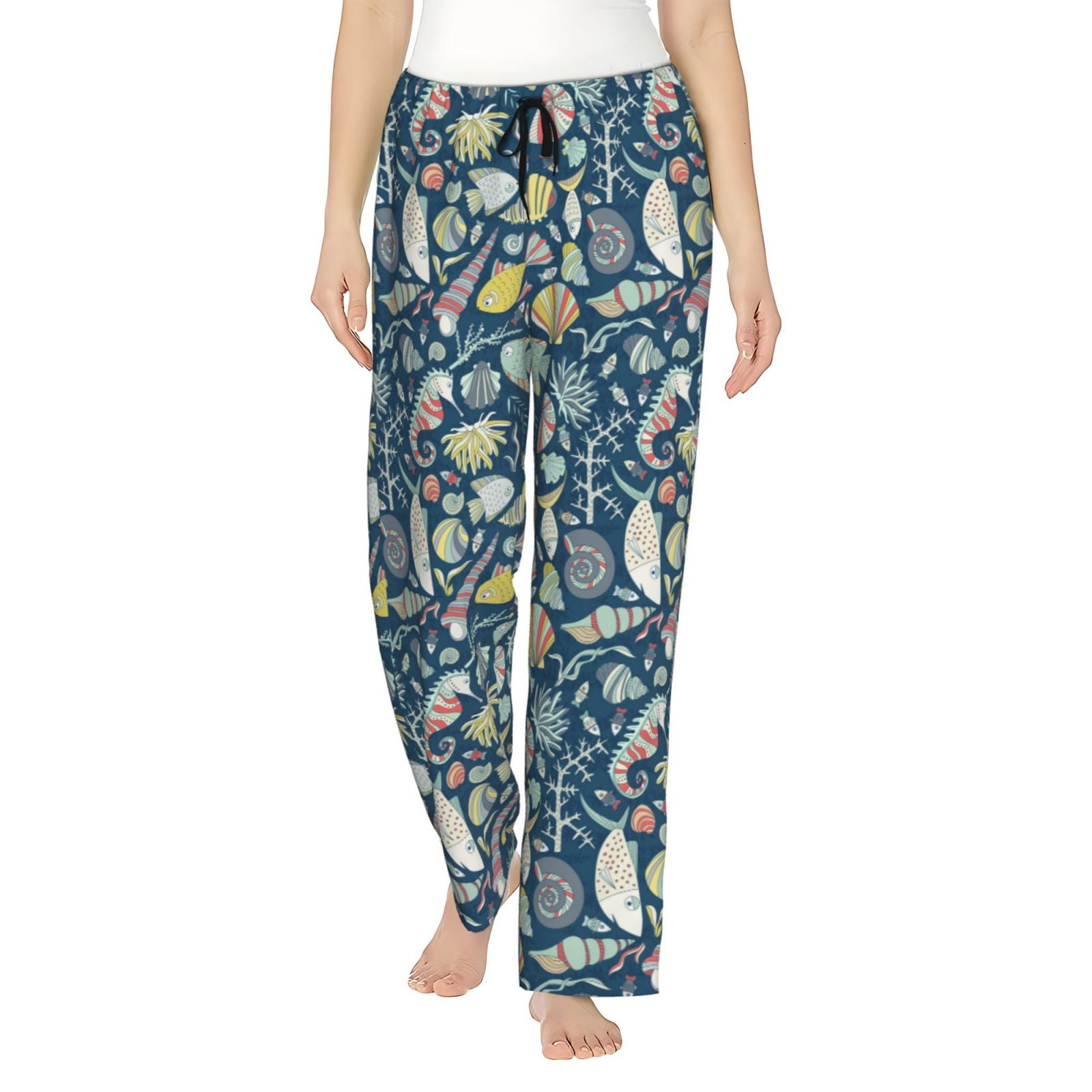 Gaeub Underwater Creature Soft Pajama Pants for Women, Wide Leg Comfy ...