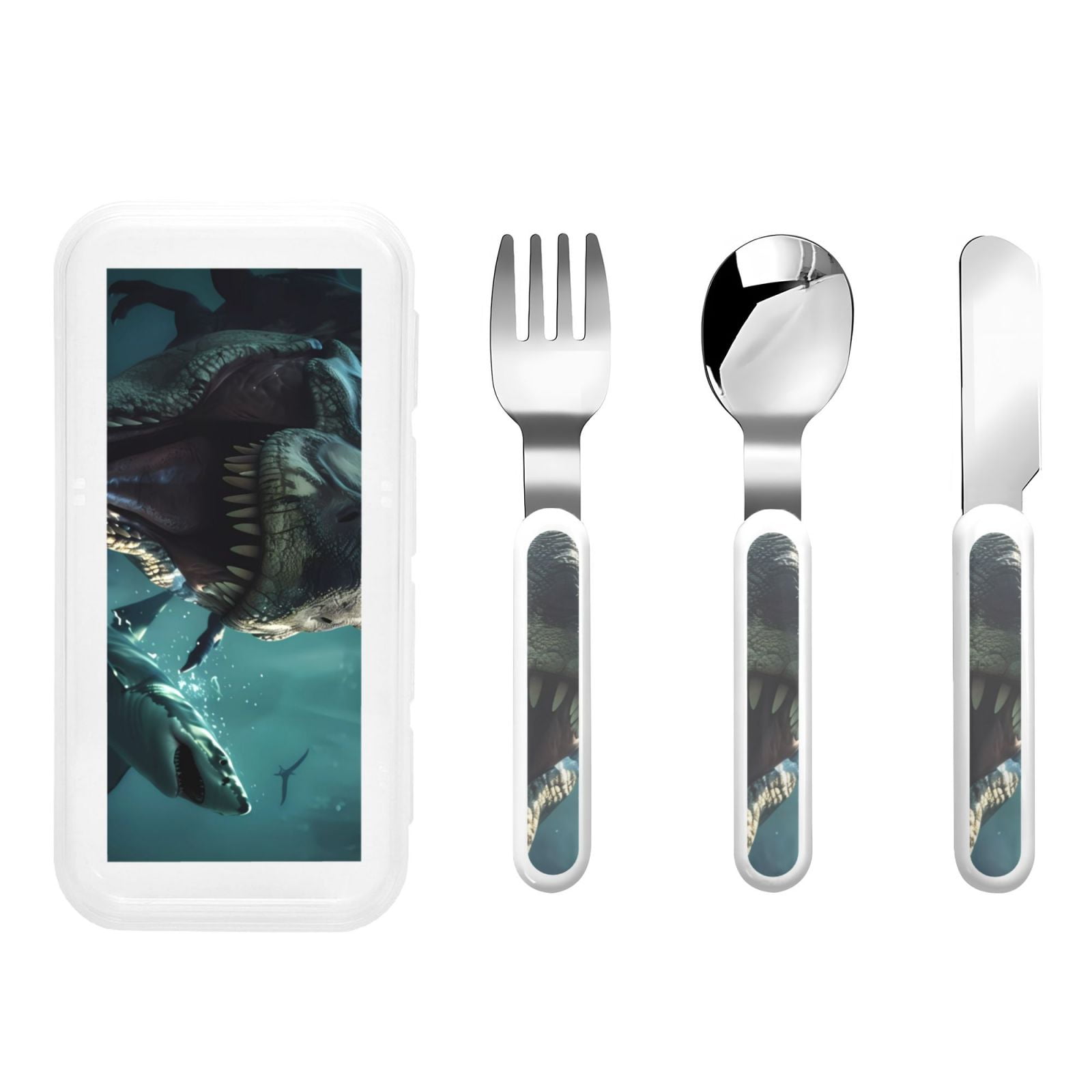 Gaeub Underwater Dinosaur Shark Print 3-Piece Children Knife Spoon Fork ...