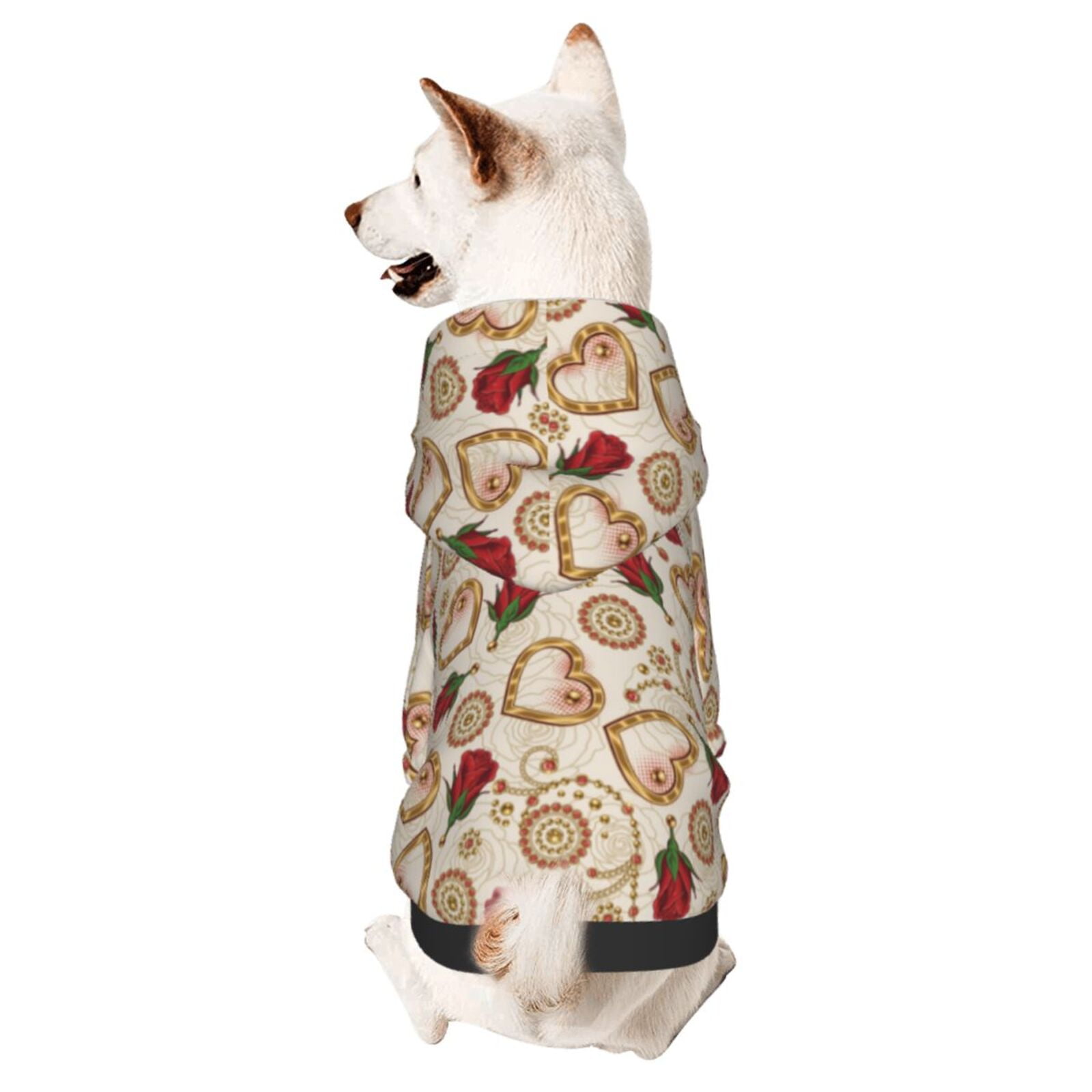 Gaeub Valentine'S Day Rose Dog Hoodie Sweatshirts Warm Dog Clothes for ...