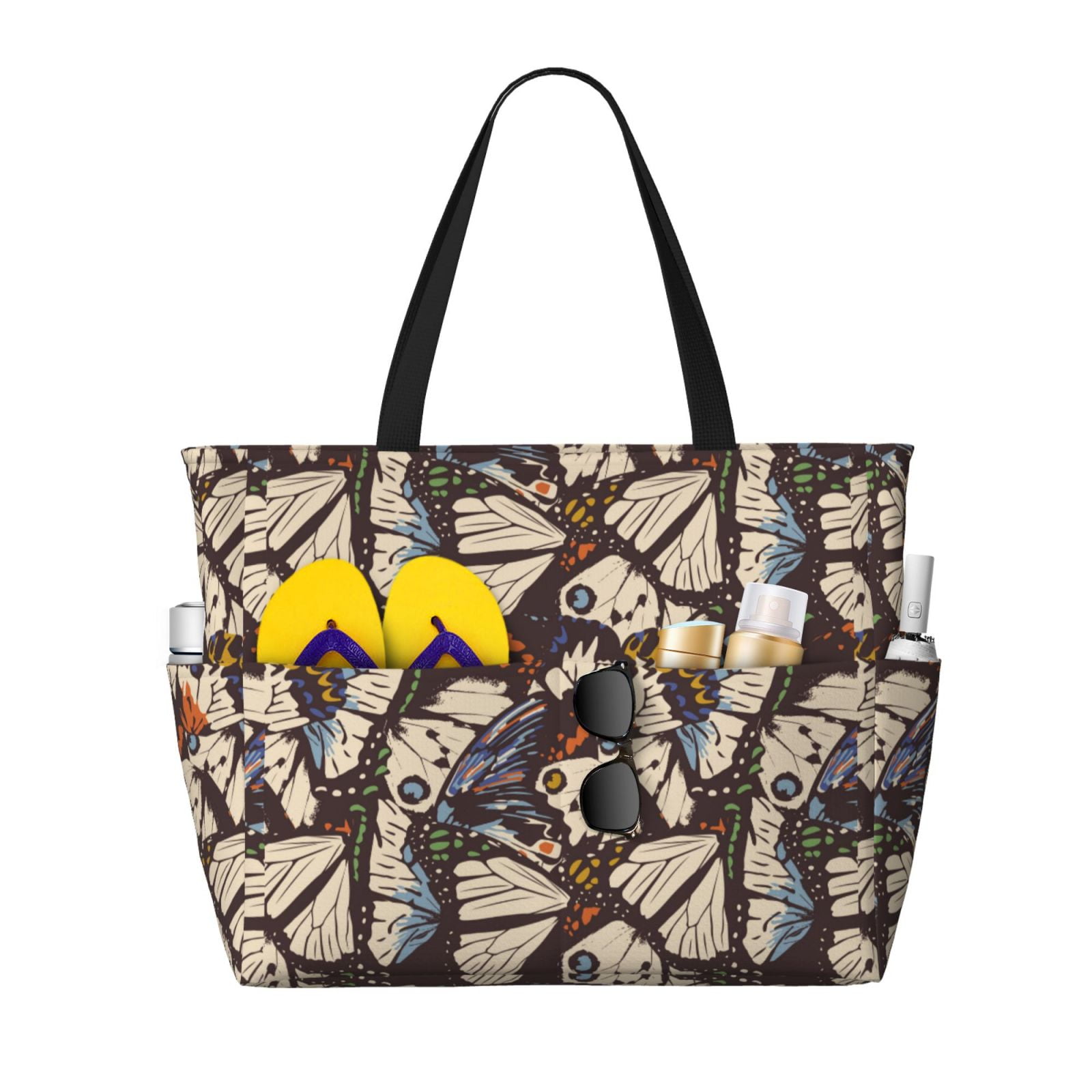 Gaeub Vector Butterflies Beach Travel Bag, Multi-Pocket Beach Bag ...